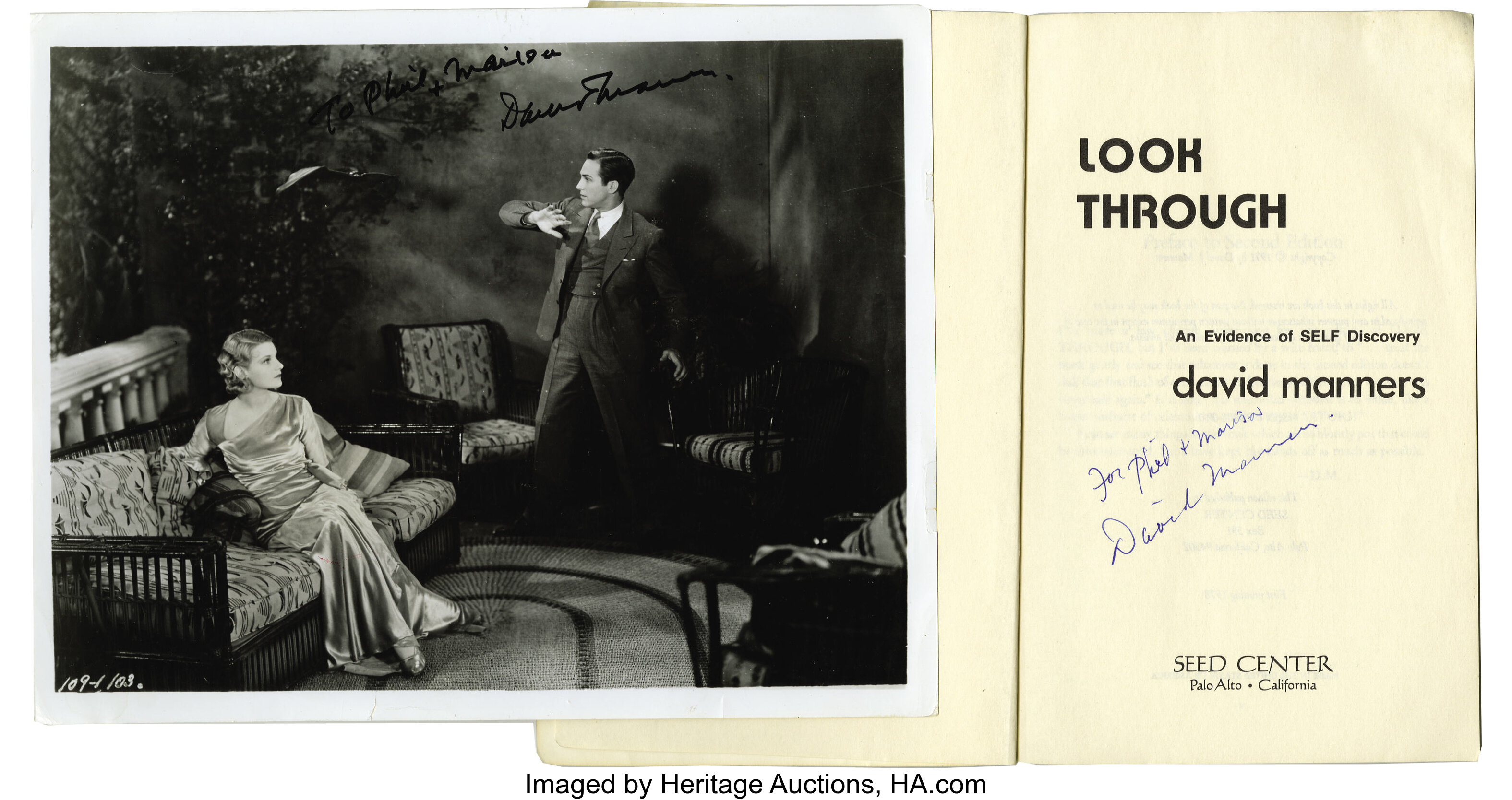 David Manners Signed Book and Signed Photo. "I hated doing those | Lot ...