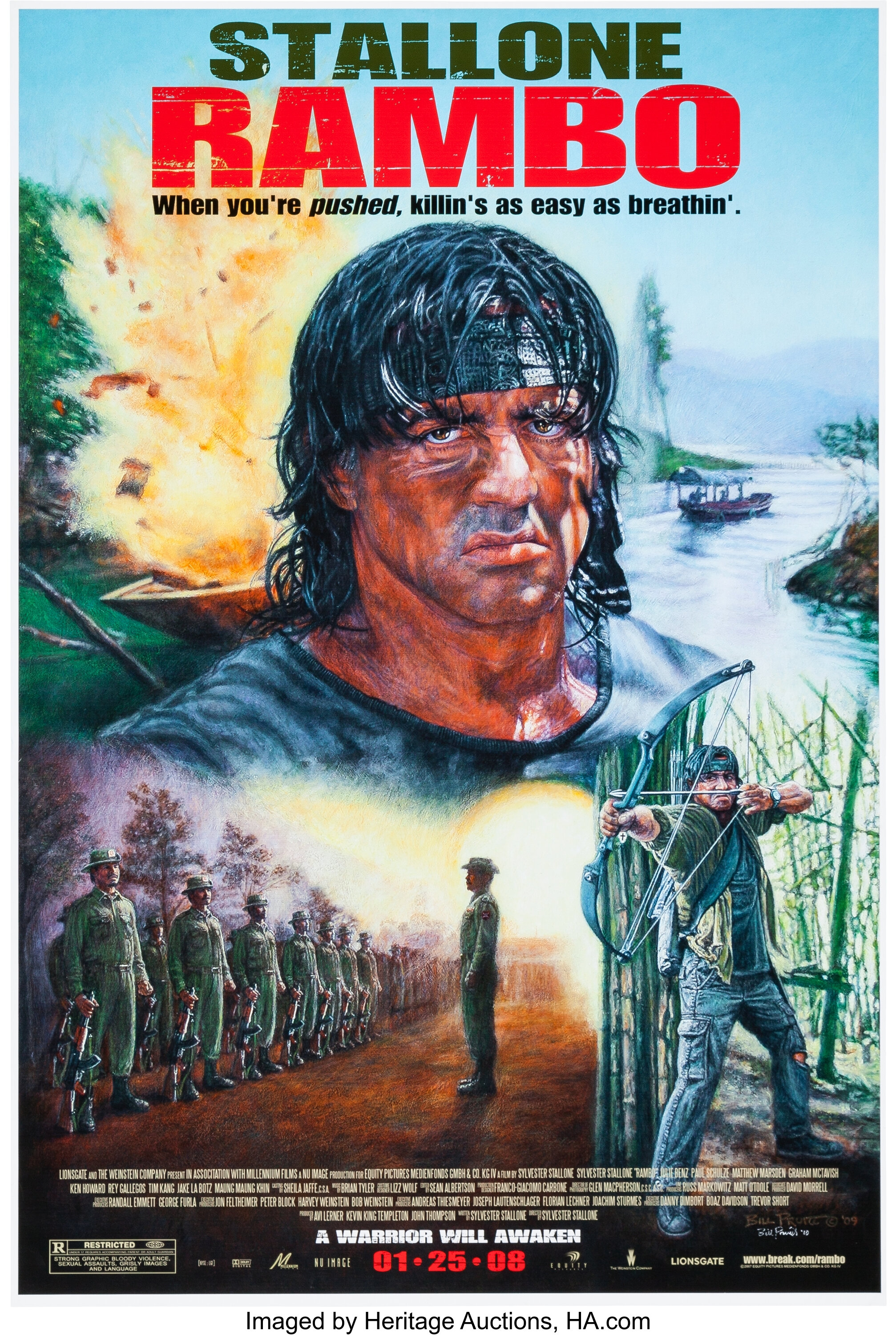 Rambo (Lionsgate, 2008) Signed Rare Movie Poster Print (24" X 36 ...