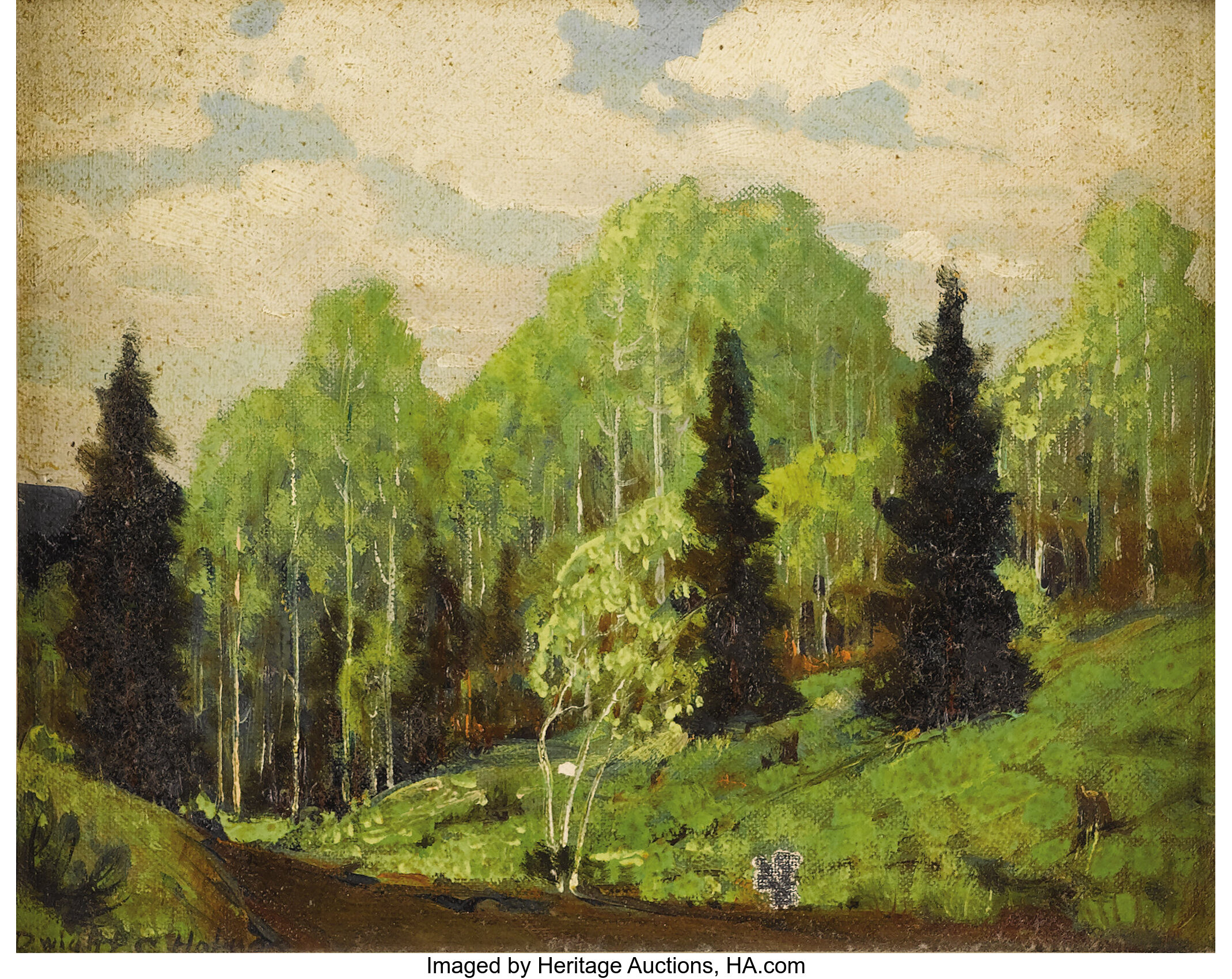 DWIGHT HOLMES (1900-1986). Untitled Landscape. Oil on canvasboard ...