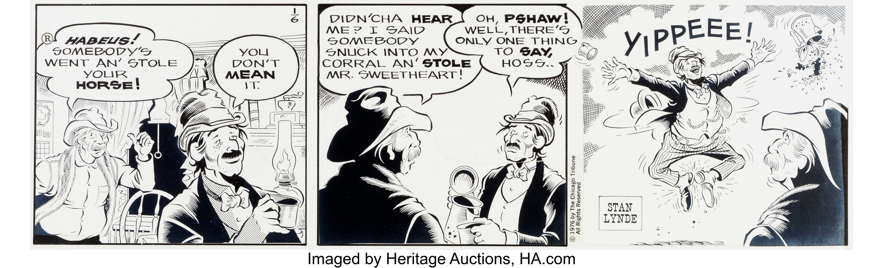 Stan Lynde Rick O'Shay Comic Strip Original Art dated 1-6-76 | Lot ...