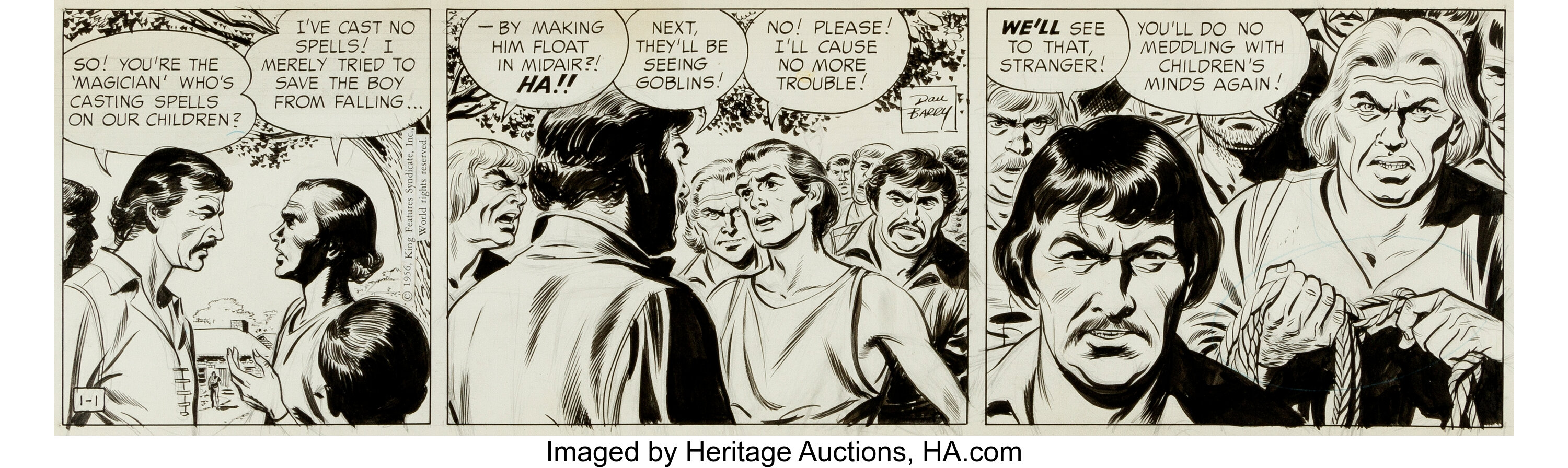 Dan Barry Flash Gordon Daily Comic Strip Original Art dated 1-1-56 ...