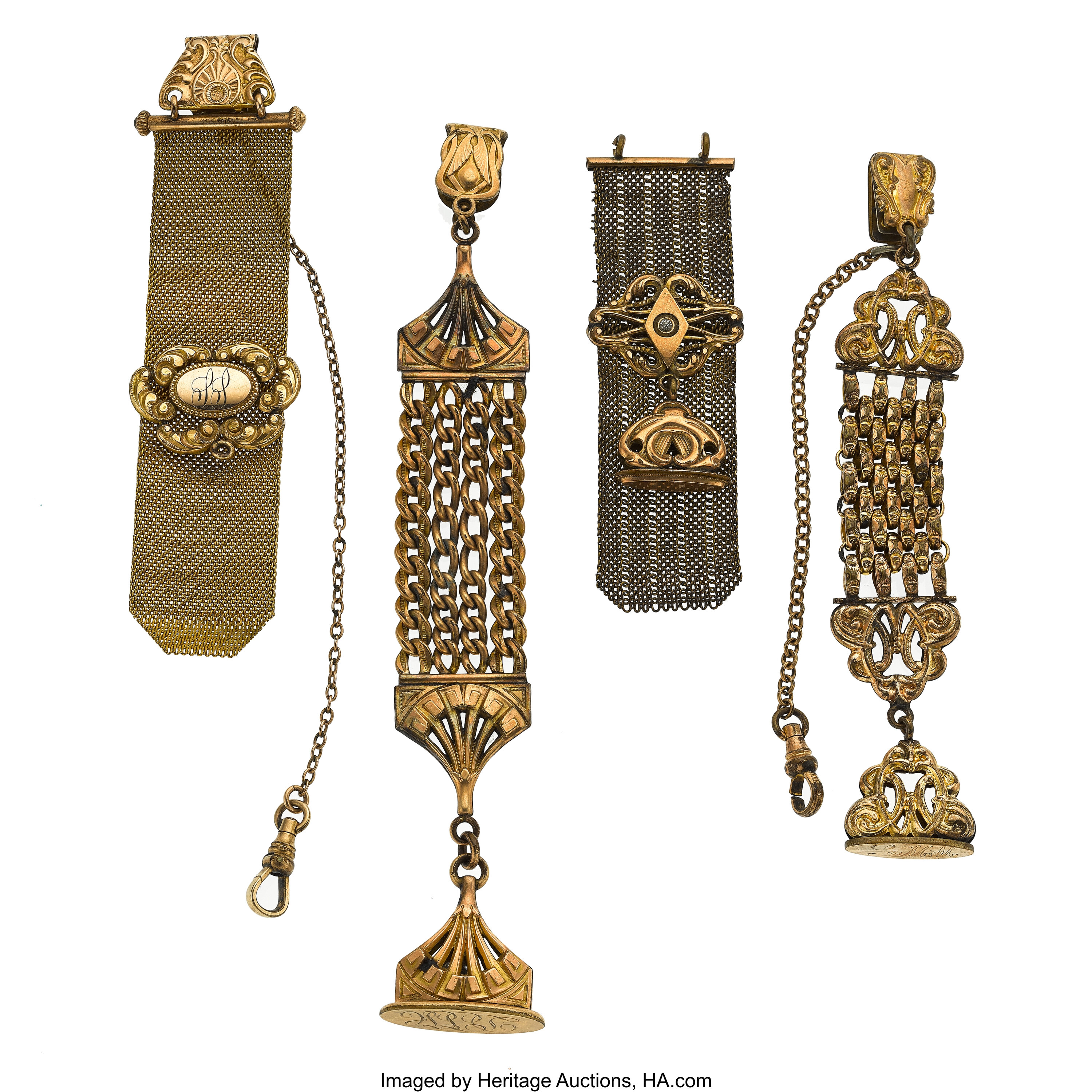 Watch Fobs: all are gold filled, two have belt clips and are 6 1/2 ...