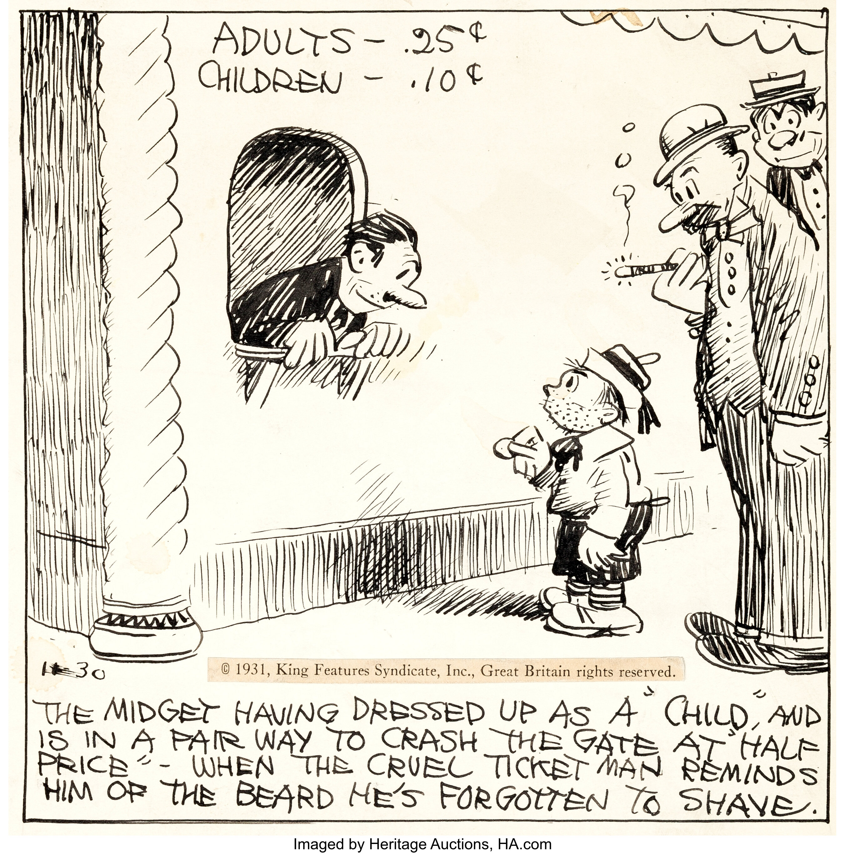 George Herriman Embarrassing Moments Daily Comic Strip Original Art ...