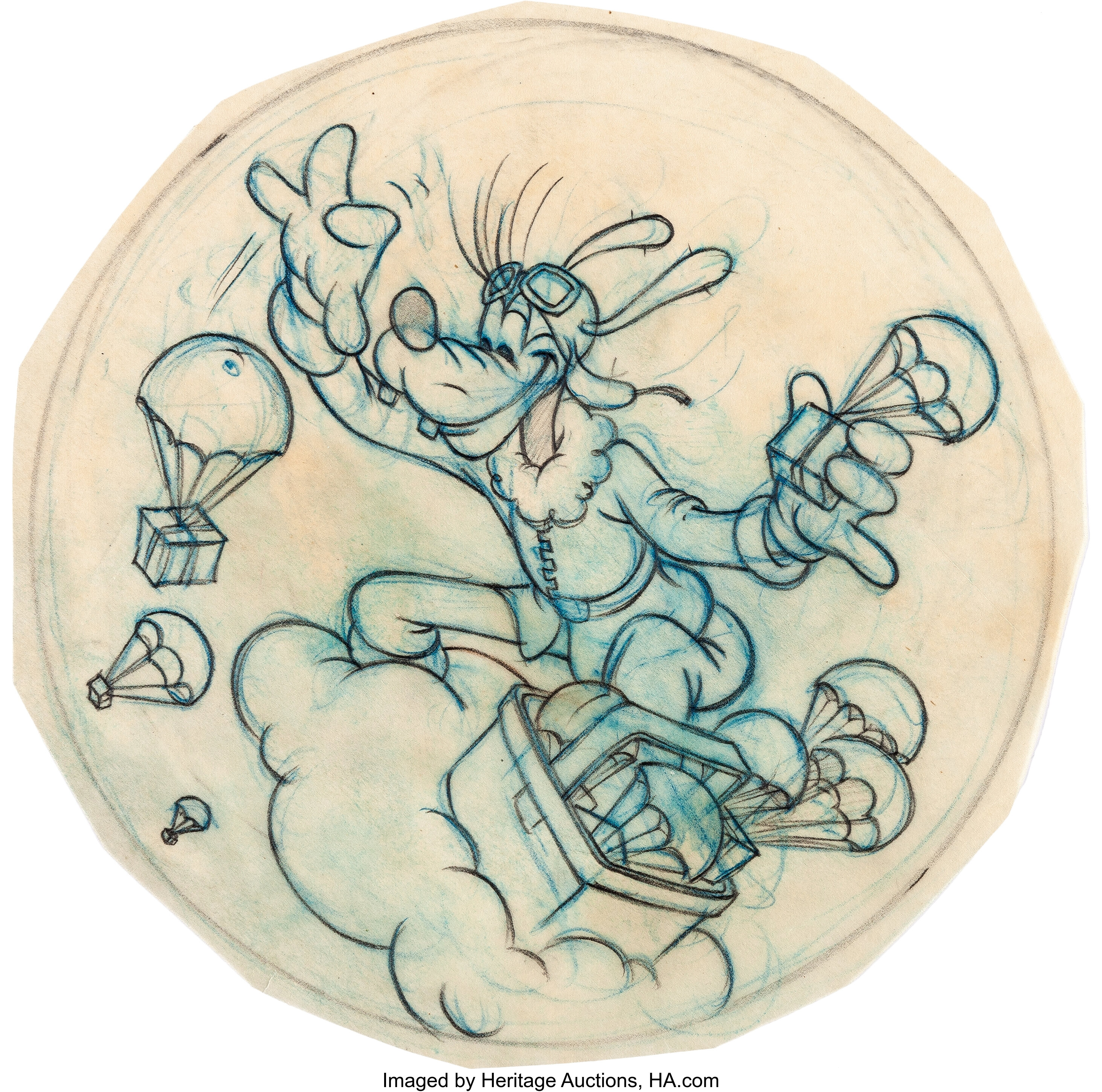 Hank Porter "Goofy" WWII Insignia Illustration (Walt Disney, c. | Lot ...