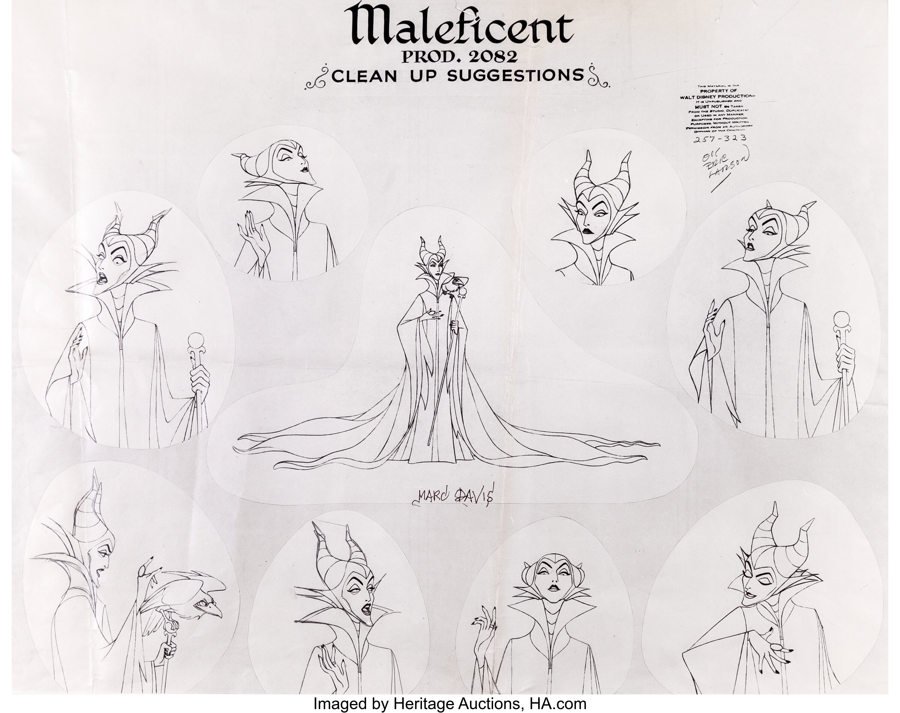 Sleeping Beauty Oversized Maleficent Studio Model Sheet (Walt | Lot ...