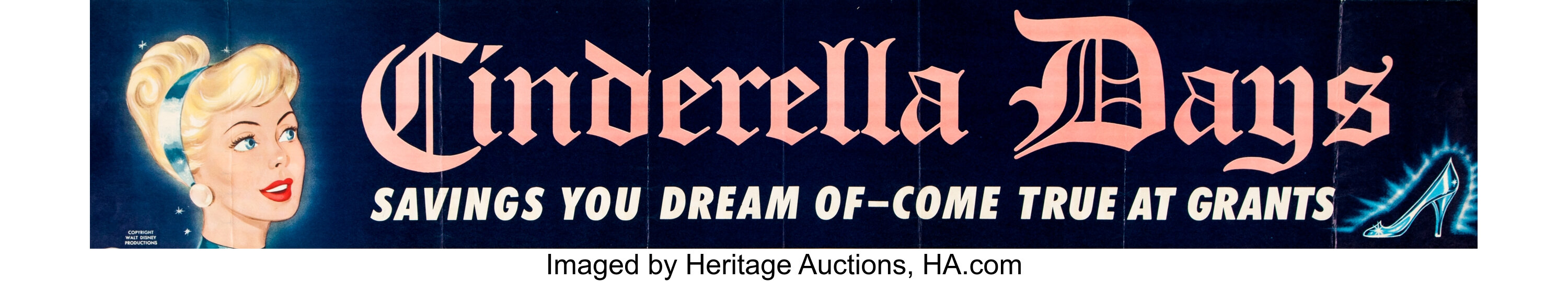 Cinderella Retail Promo Banner Poster (Walt Disney, 1950).... | Lot ...