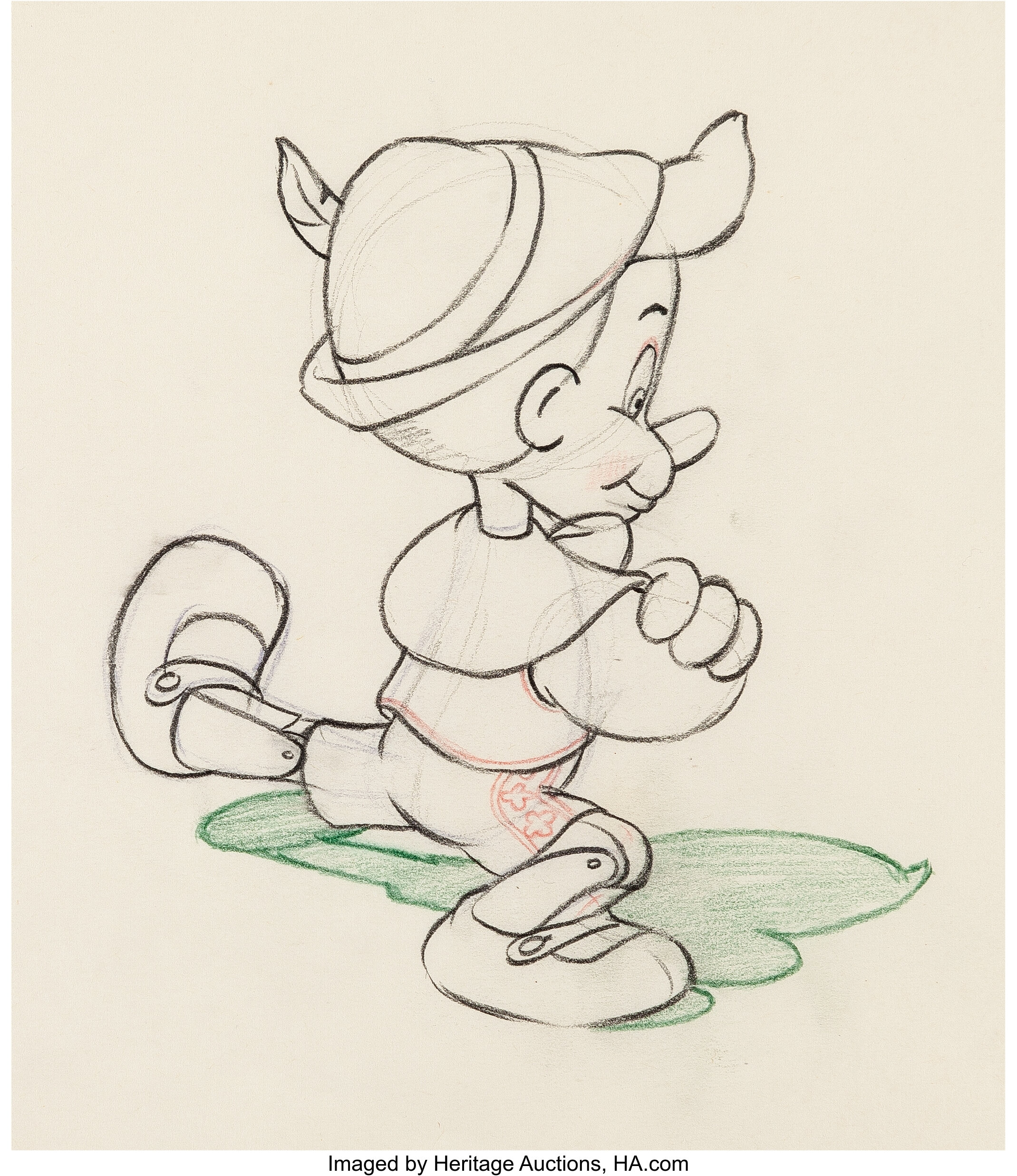 Pinocchio Animation Drawing (Walt Disney, 1940). ... Animation Art ...