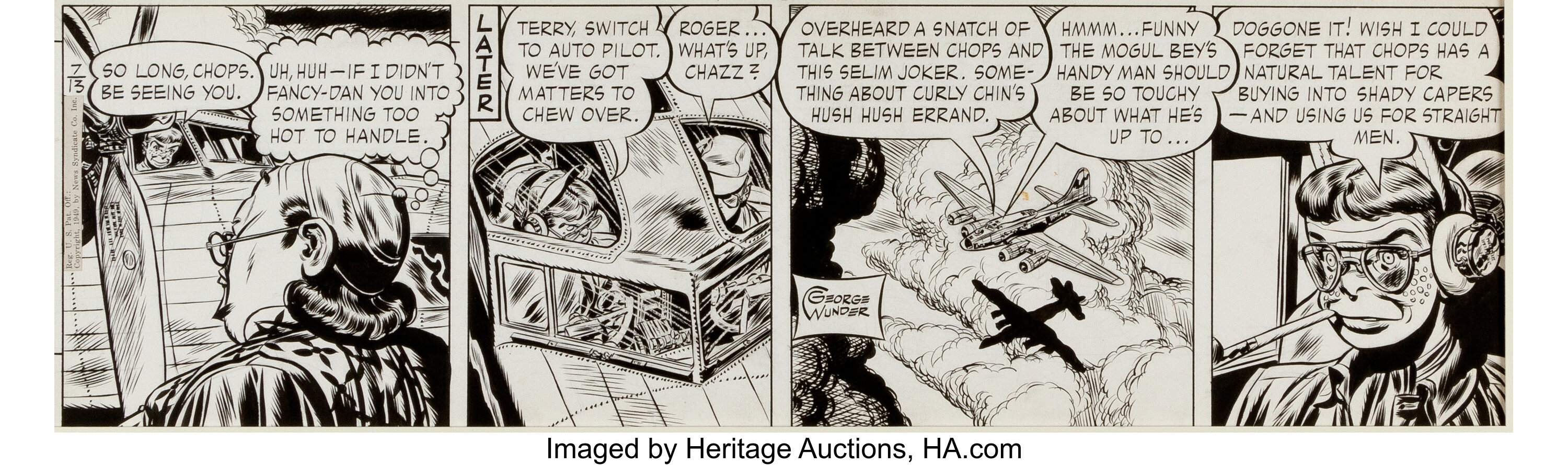 George Wunder Terry and the Pirates Daily Comic Strip Original Art ...
