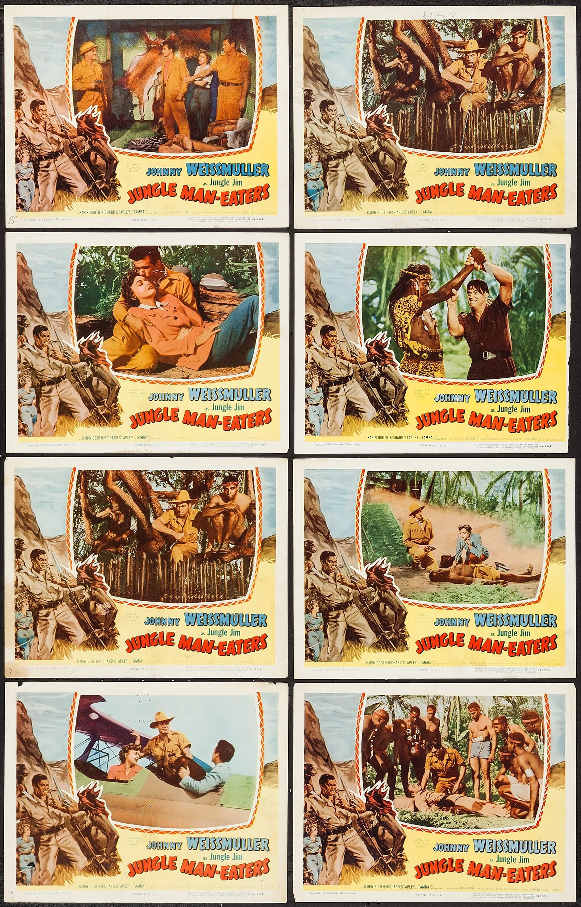 Jungle Man-Eaters (Columbia, 1954). Lobby Cards (13) (11" X 14"). | Lot ...