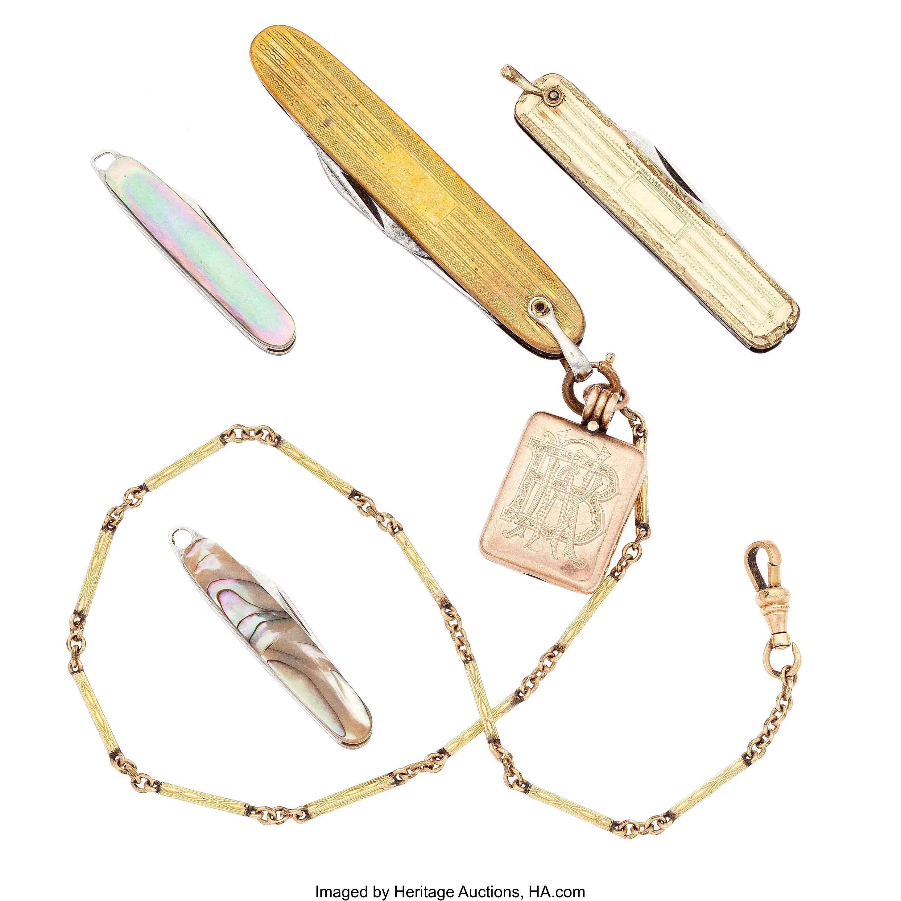 Four Vintage Pen Knives & One Keystone Fob. ... (Total: 4 Items) | Lot ...