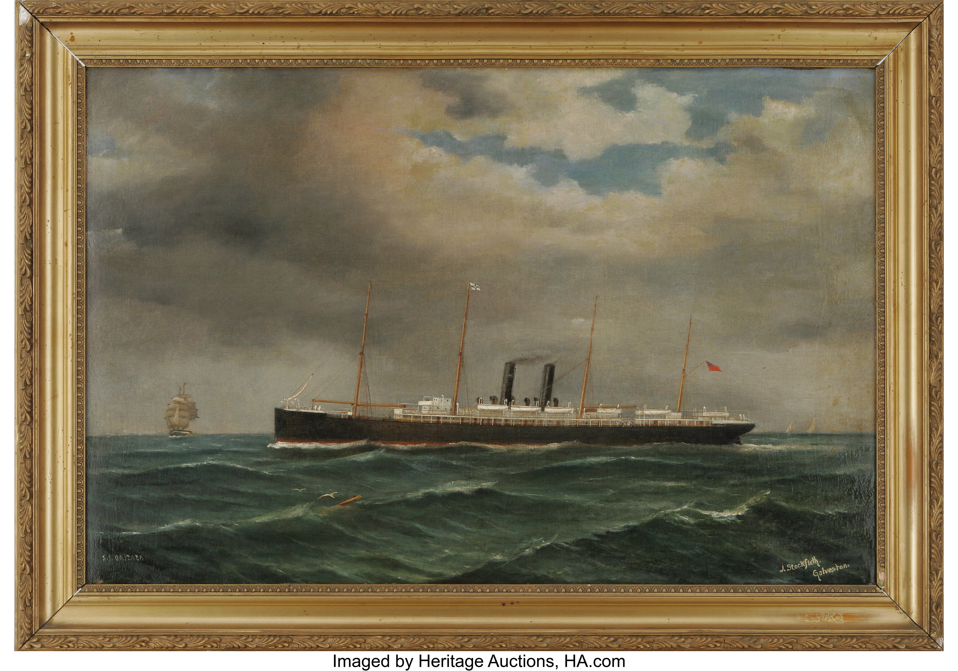 Julius Stockfleth (German/Texas 1857-1935). A Painting, "SS Orizaba ...