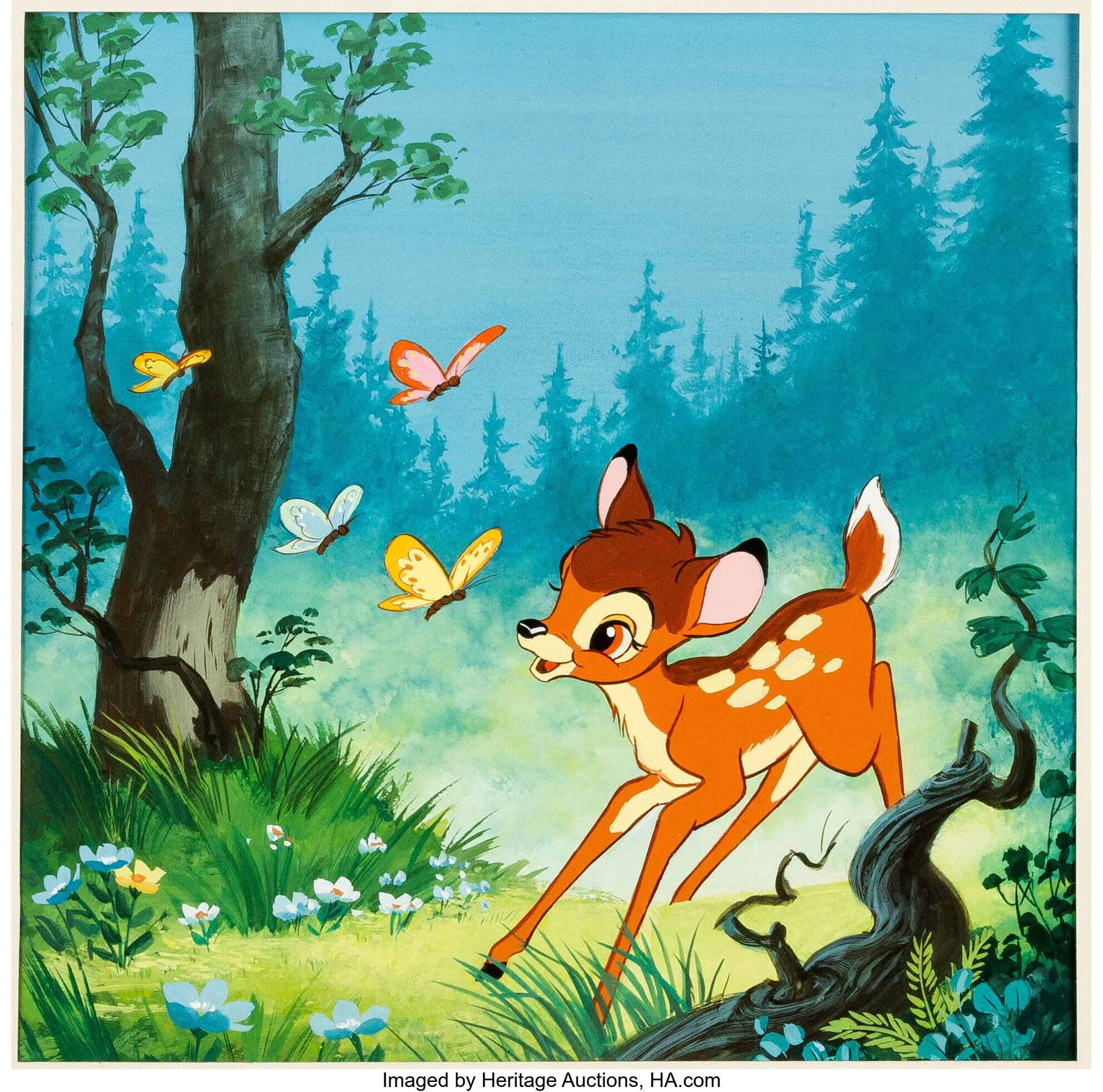 Bambi's Fragrant Forest Unused Cover Painting Original Art (Walt | Lot ...