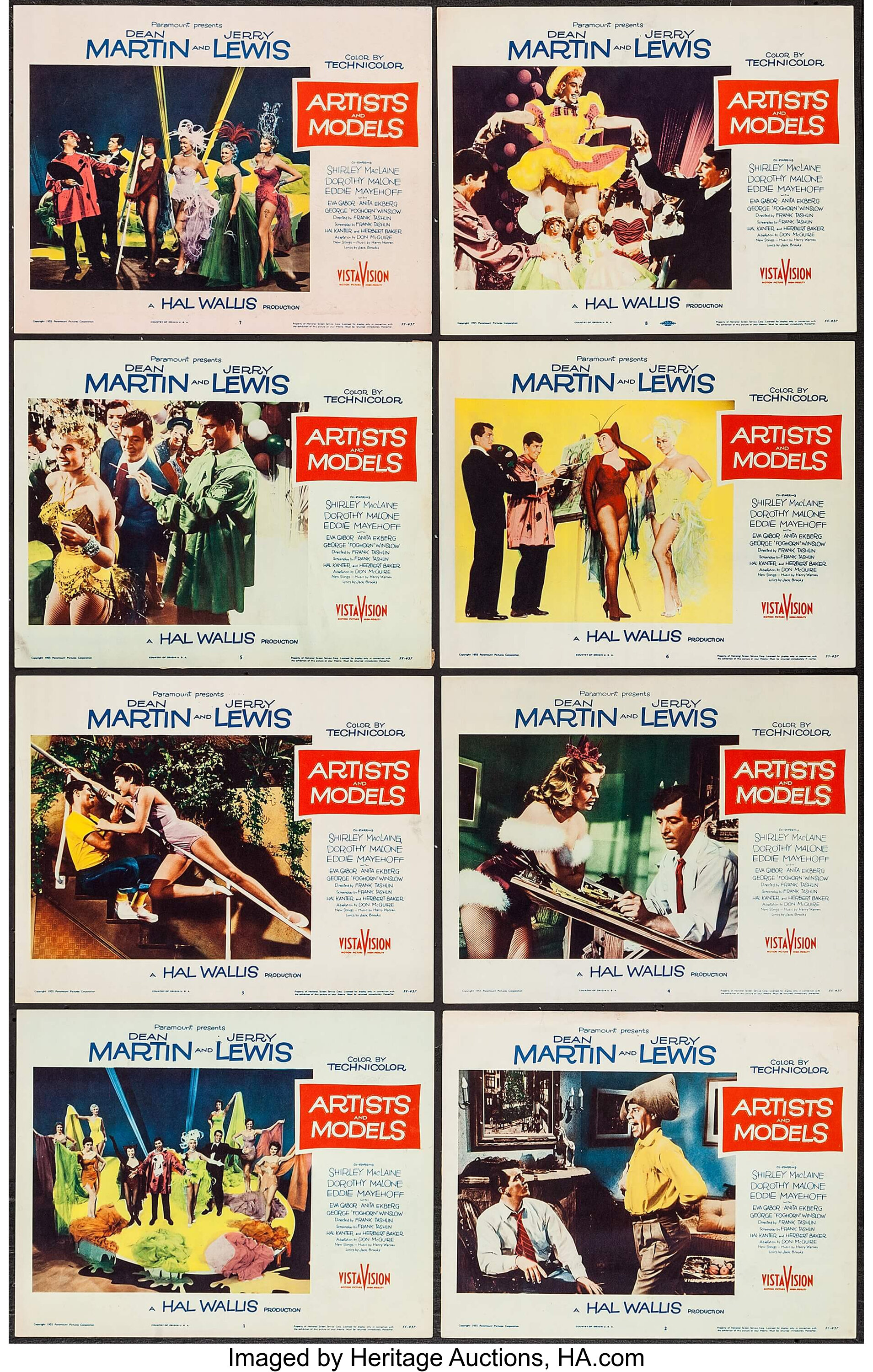 Artists and Models (Paramount, 1955). Lobby Card Set of 8 (11" X | Lot ...