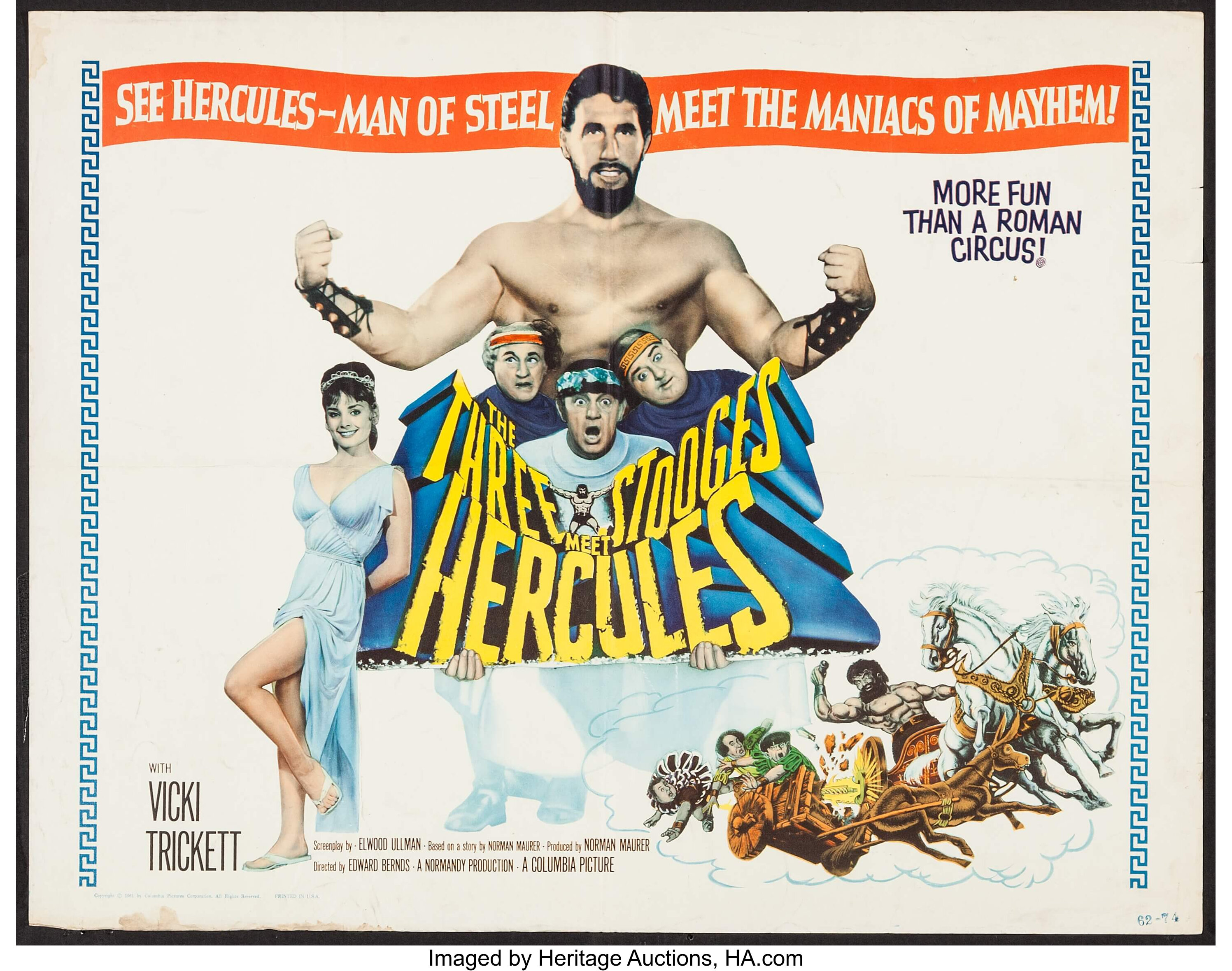 The Three Stooges Meet Hercules (Columbia, 1962). Half Sheet (22" X ...