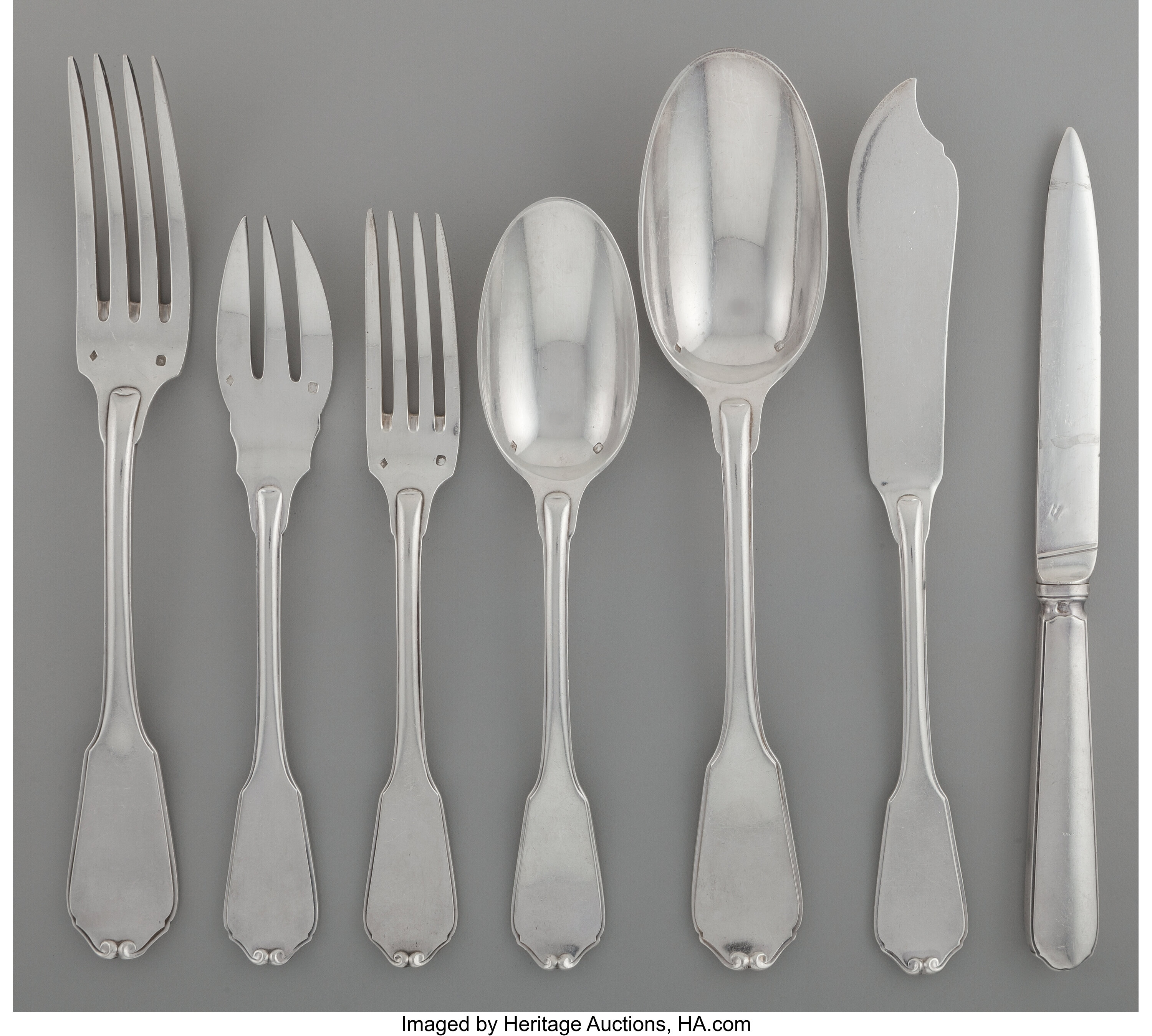 A Thirty-Two Piece Tetard Freres Silver Partial Flatware Service, | Lot ...
