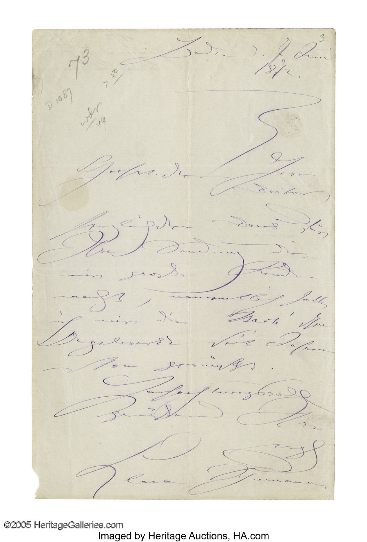 Clara Schumann Scarce Autograph Letter Signed "Clara Schumann." One ...