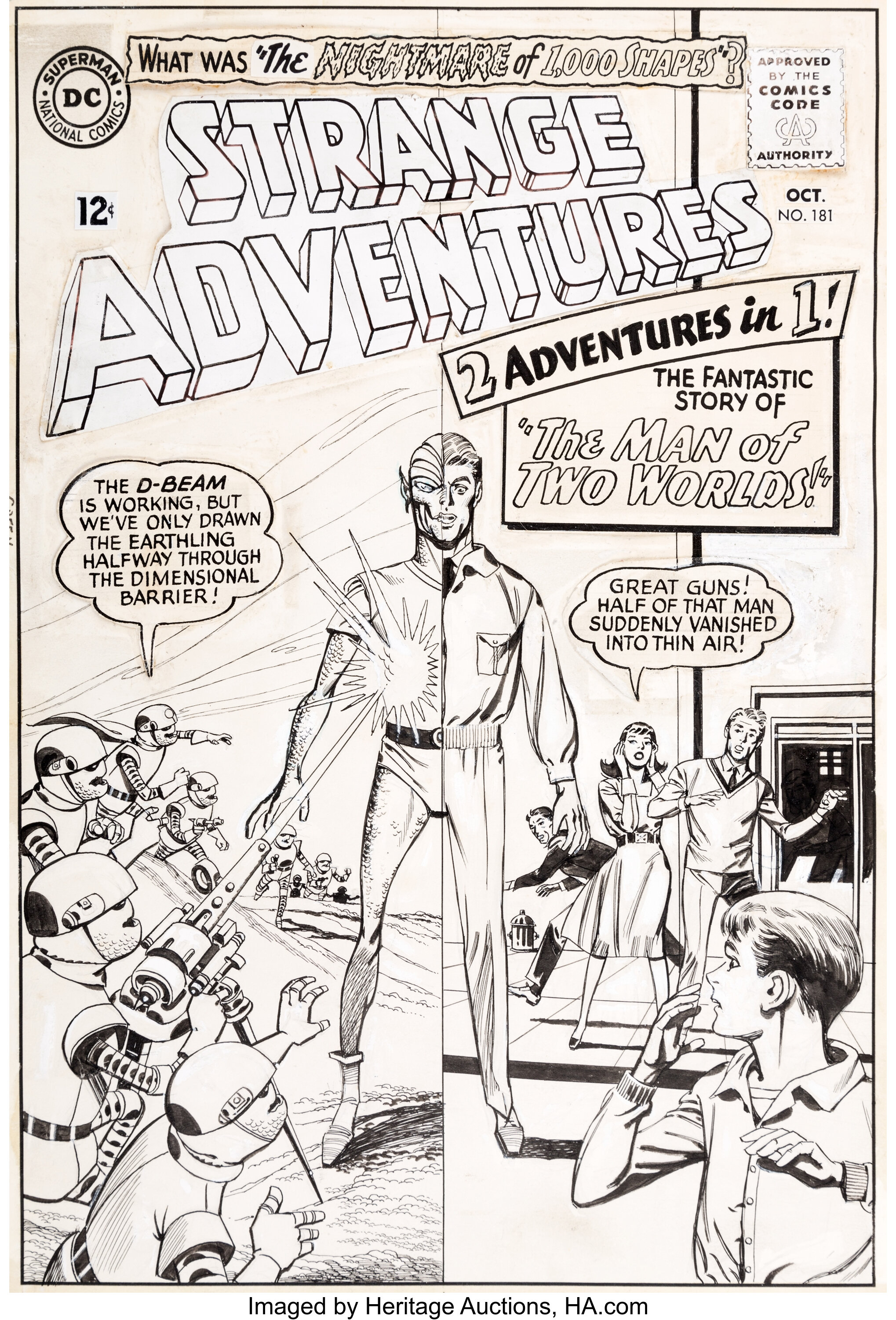 Bernard Baily Strange Adventures #181 Cover Original Art (DC, | Lot ...