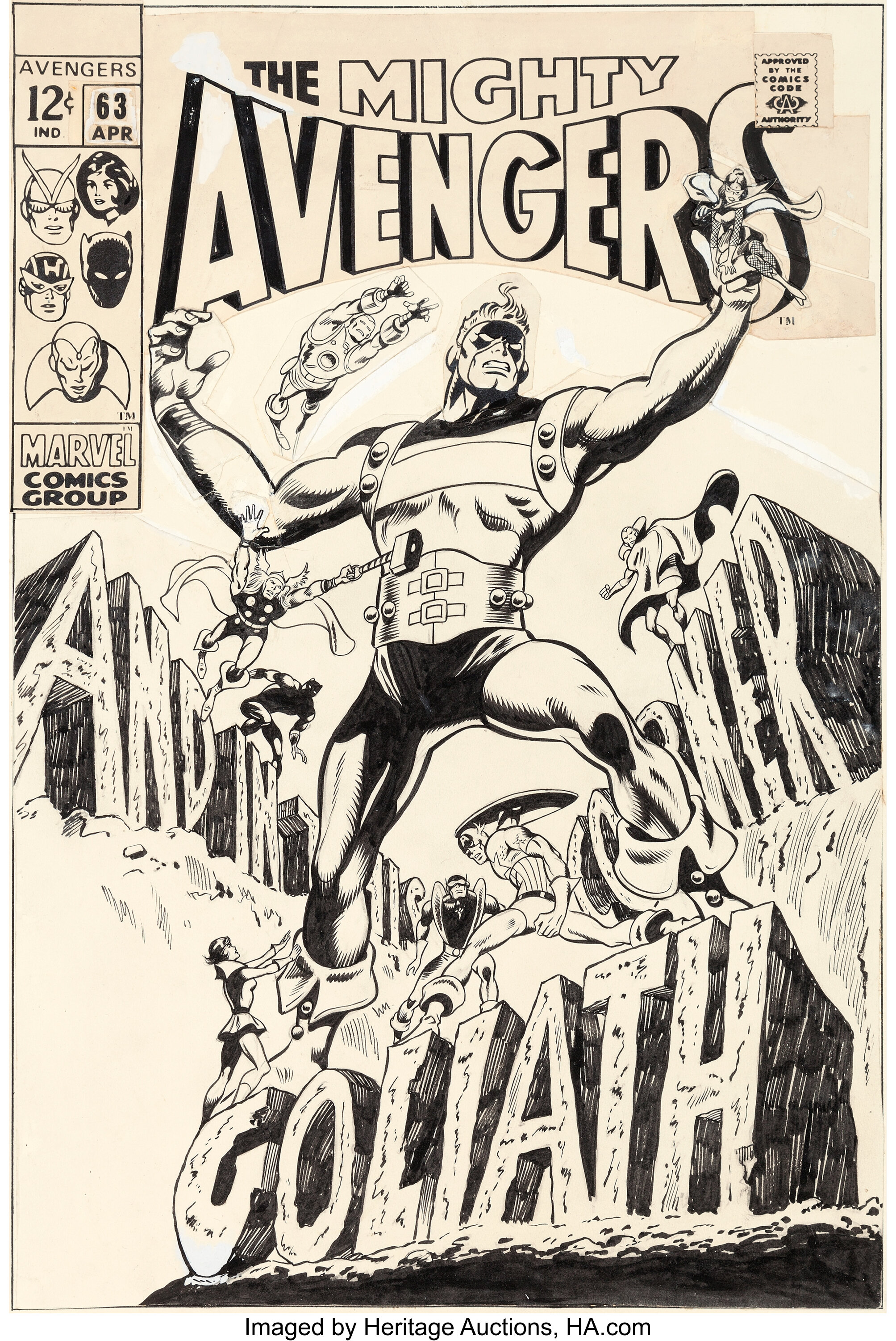 Gene Colan and George Klein Avengers #63 Cover Original Art | Lot ...
