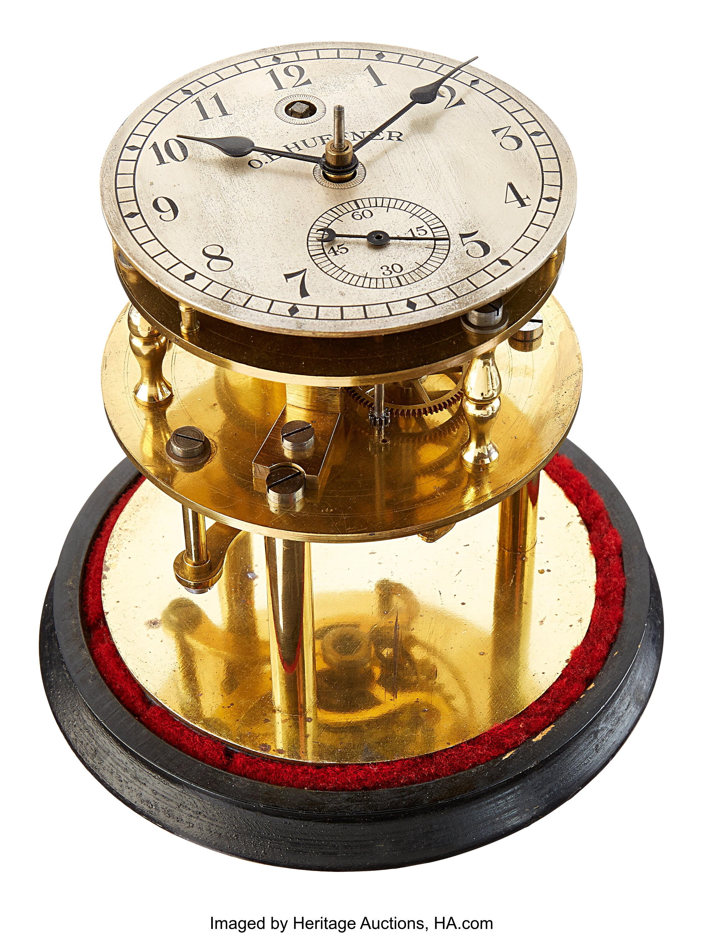O.E. Huefner Rare Table Clock With Karrusel, Detent Chronometer | Lot ...