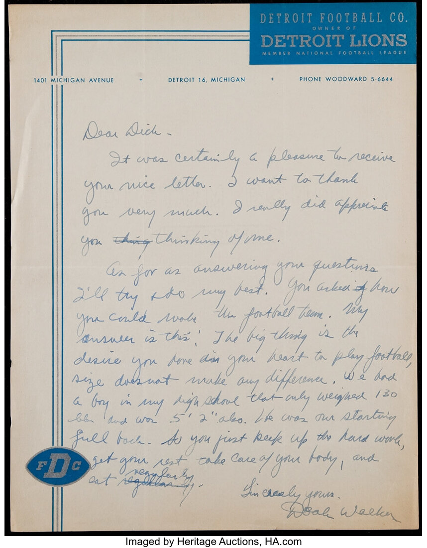 1950's Doak Walker Signed Letter and Photograph.... Football | Lot ...