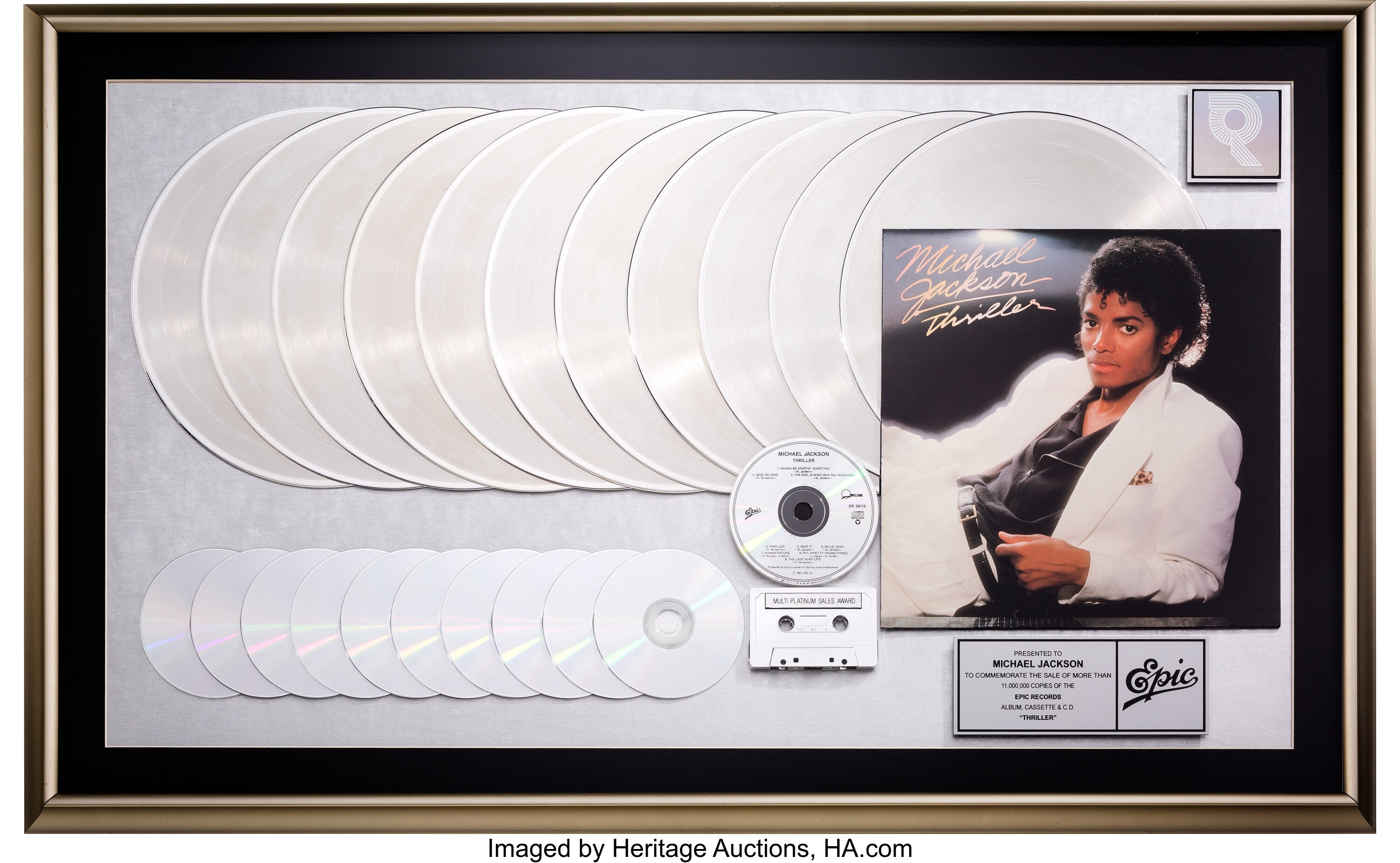 Michael Jackson Thriller RIAA Multi-Platinum (Eleven) Record Award ...