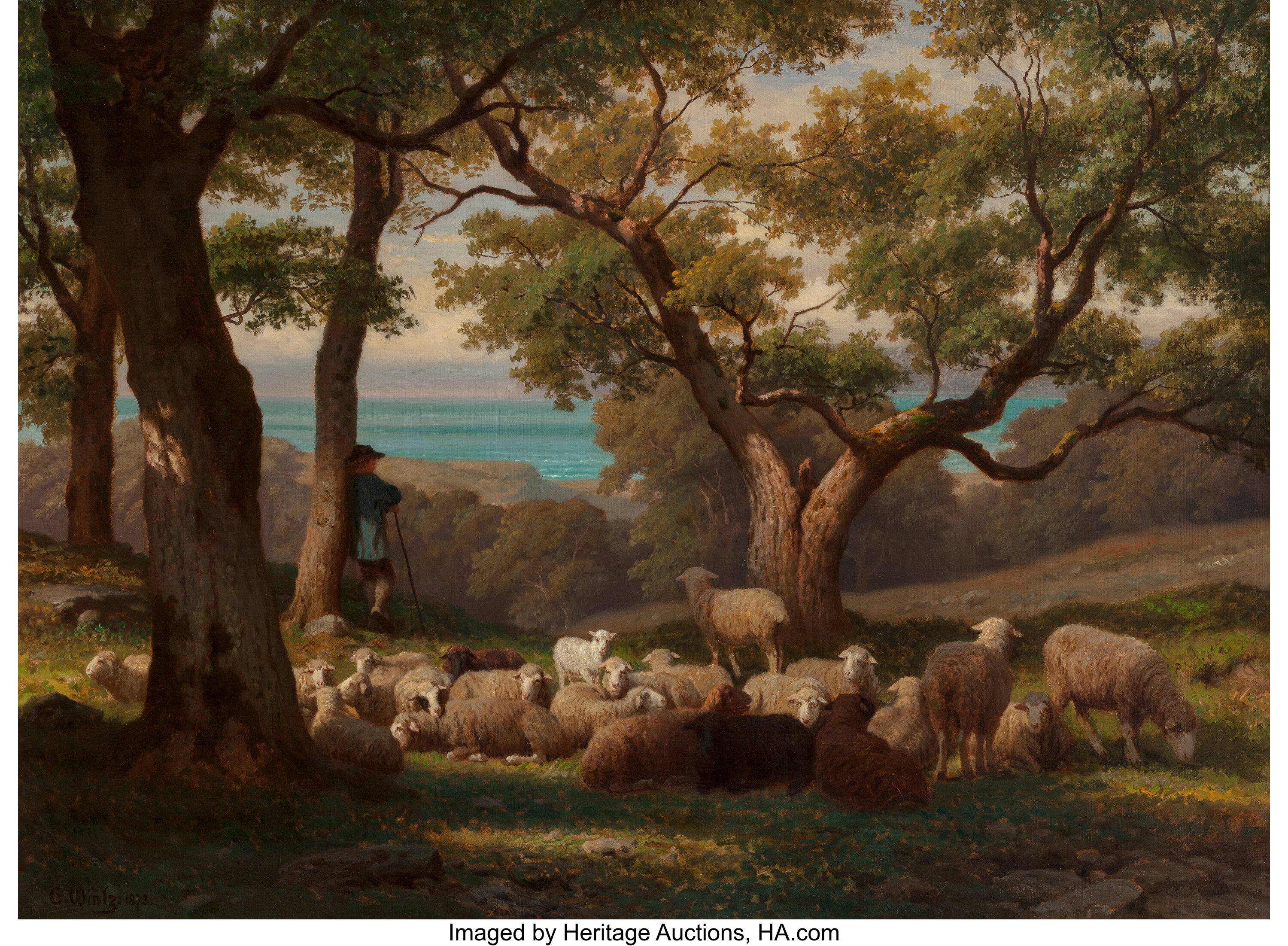 Guillaume Wintz (French, 1823-1899). Shepherd and Flock in | Lot #65054 ...