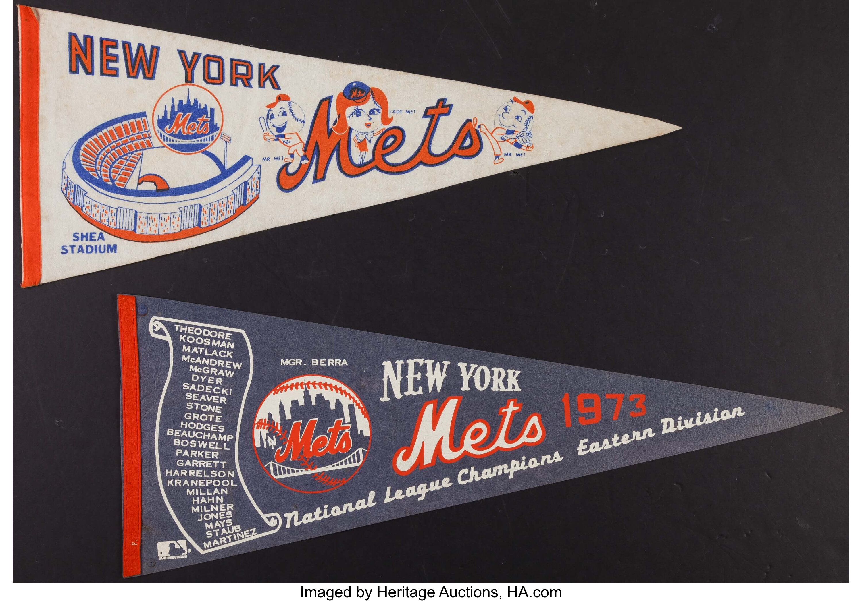 1970's New York Mets Pennants Lot of 2.... Baseball Collectibles | Lot ...