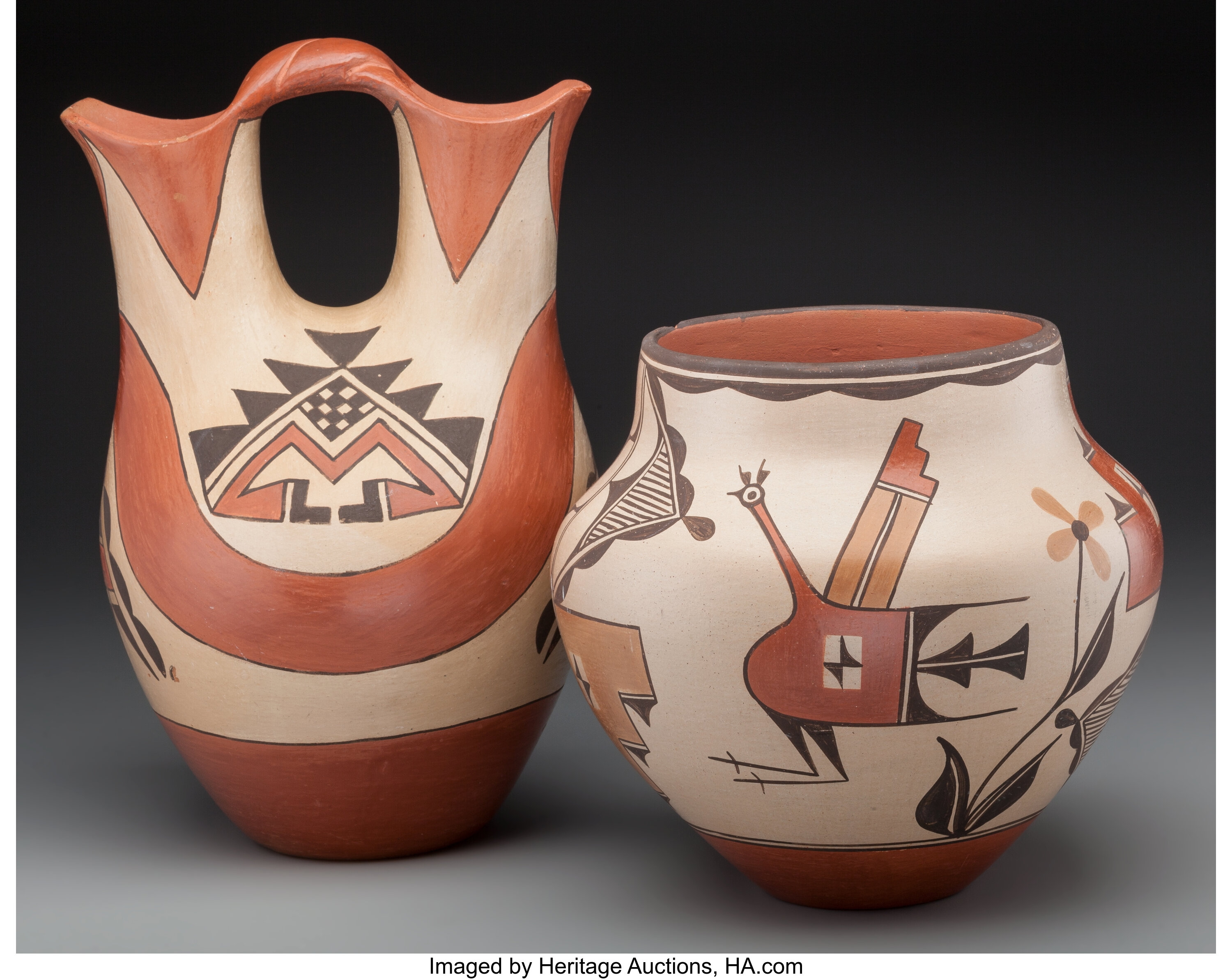 Two Southwest Polychrome Vessels. Lupe M. Romero and Elizabeth | Lot ...