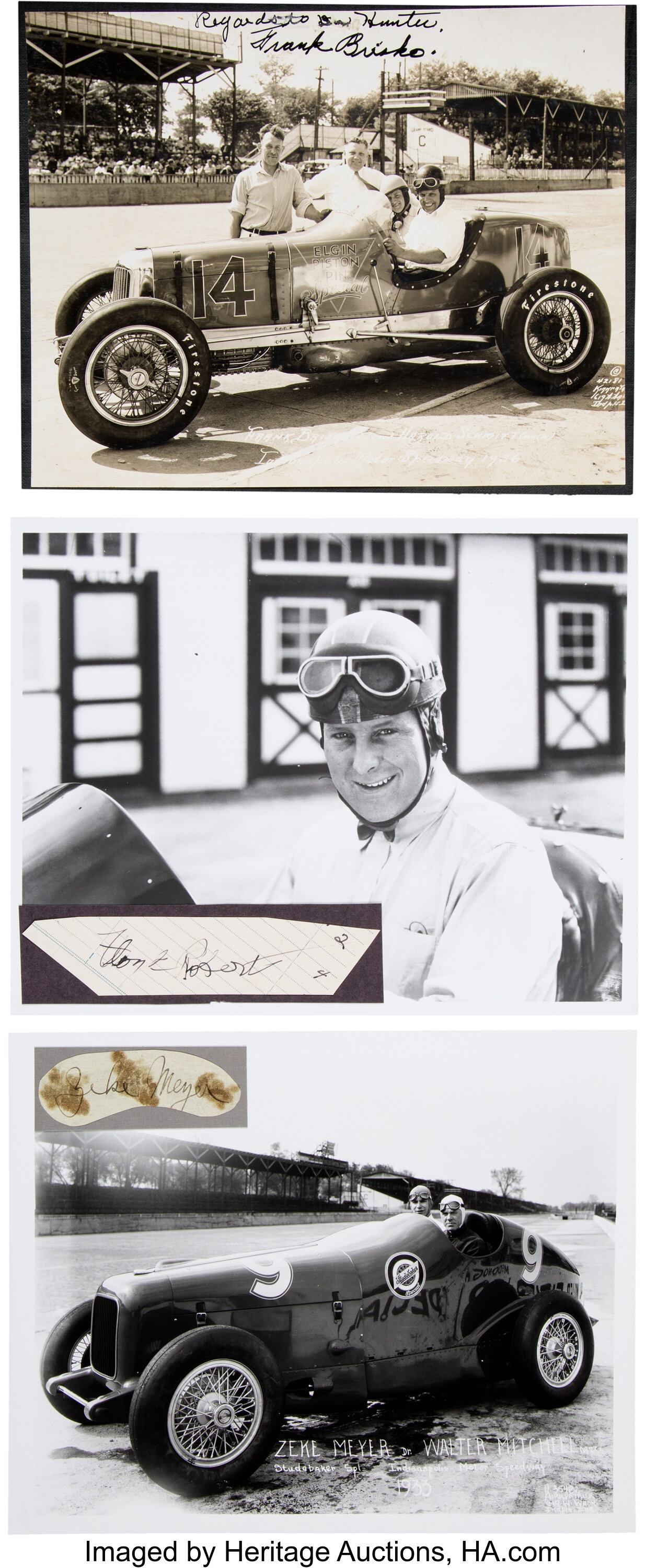 1930's Floyd Roberts, Frank Brisko & Zeke Meyer Signed | Lot #80042 ...