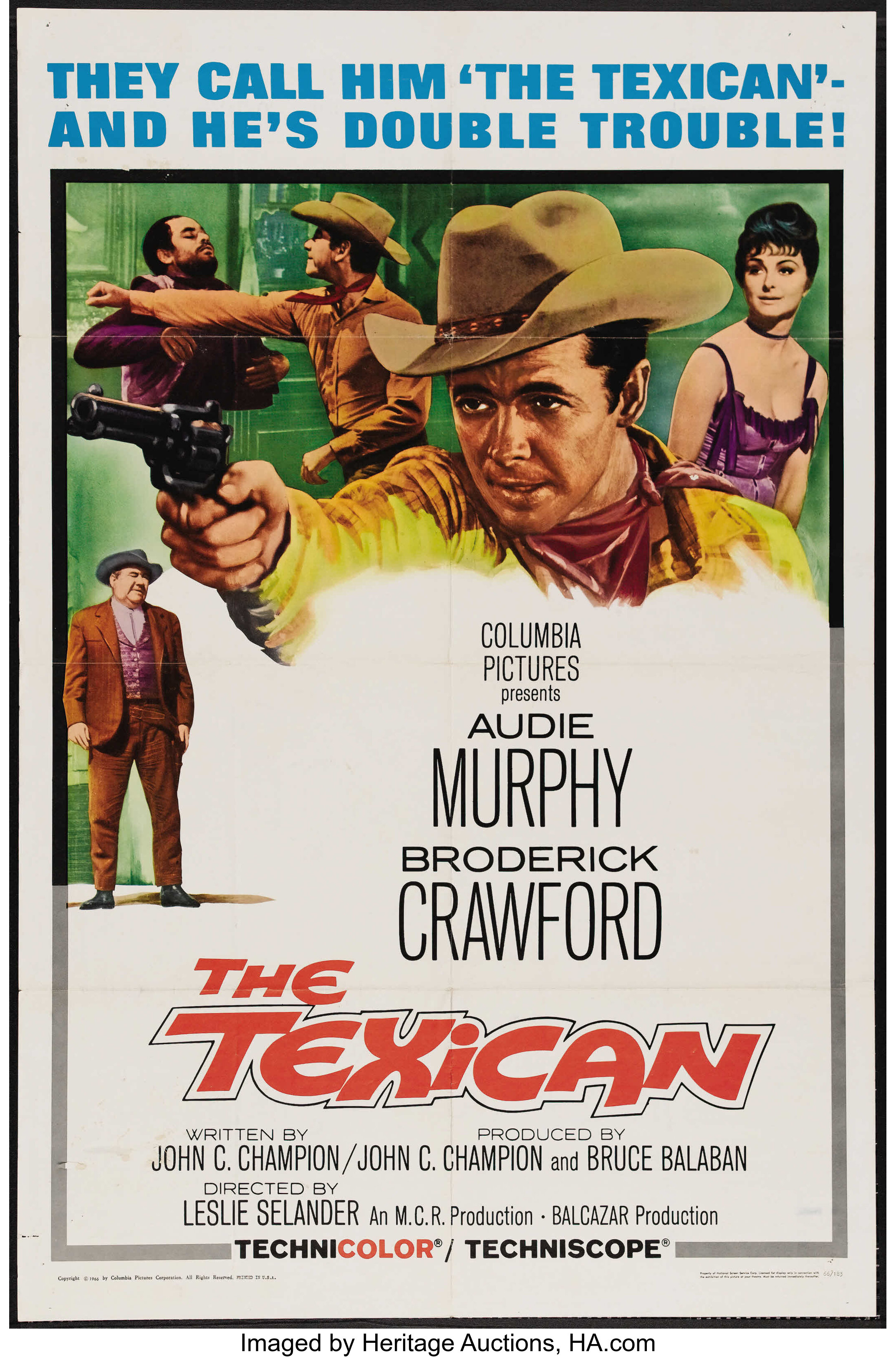 The Texican (Columbia, 1966). One Sheet (27" X 41"). Audie Murphy | Lot ...