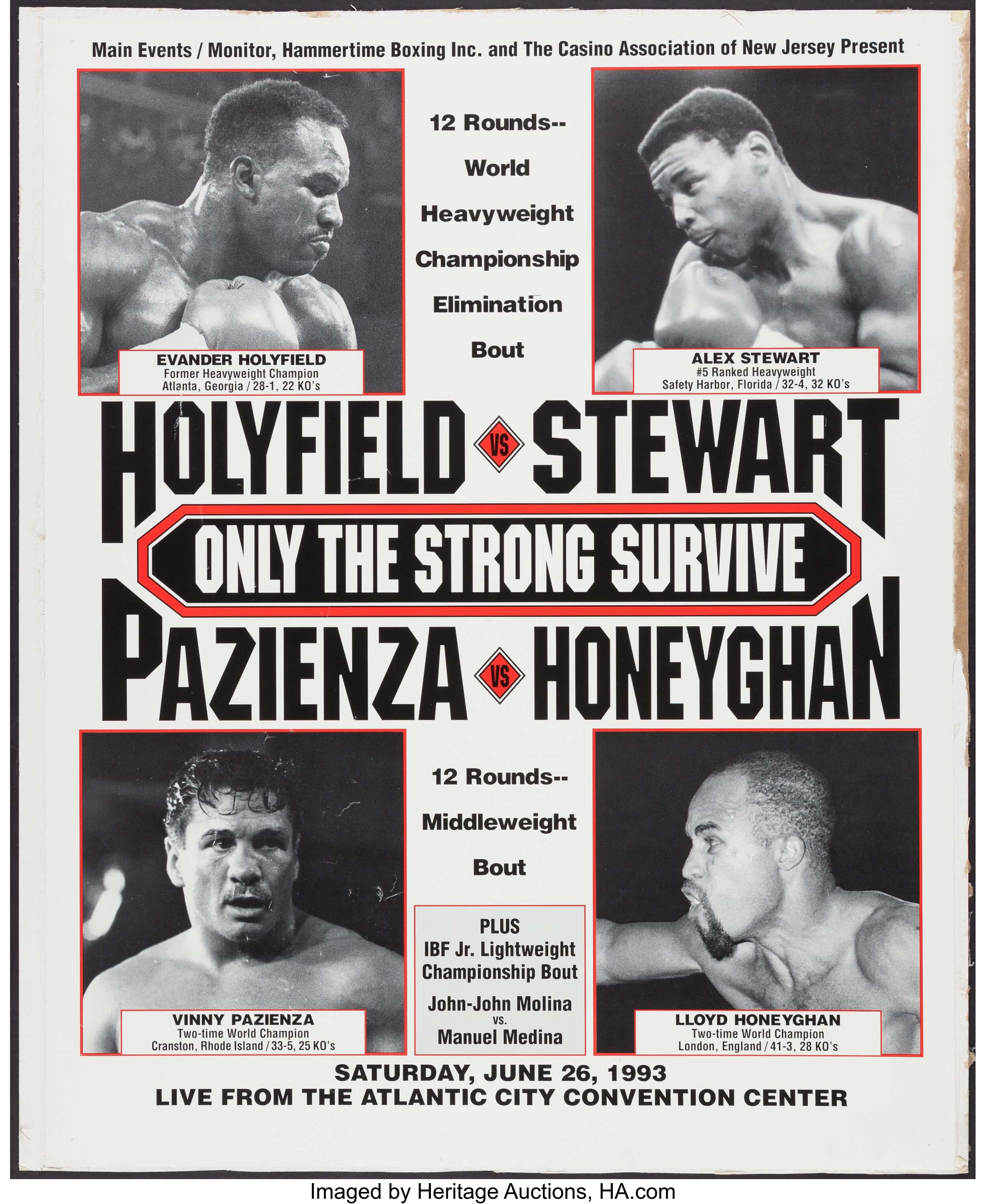 1993 Evander Holyfield vs. Alex Stewart Fight Poster.... Boxing | Lot ...