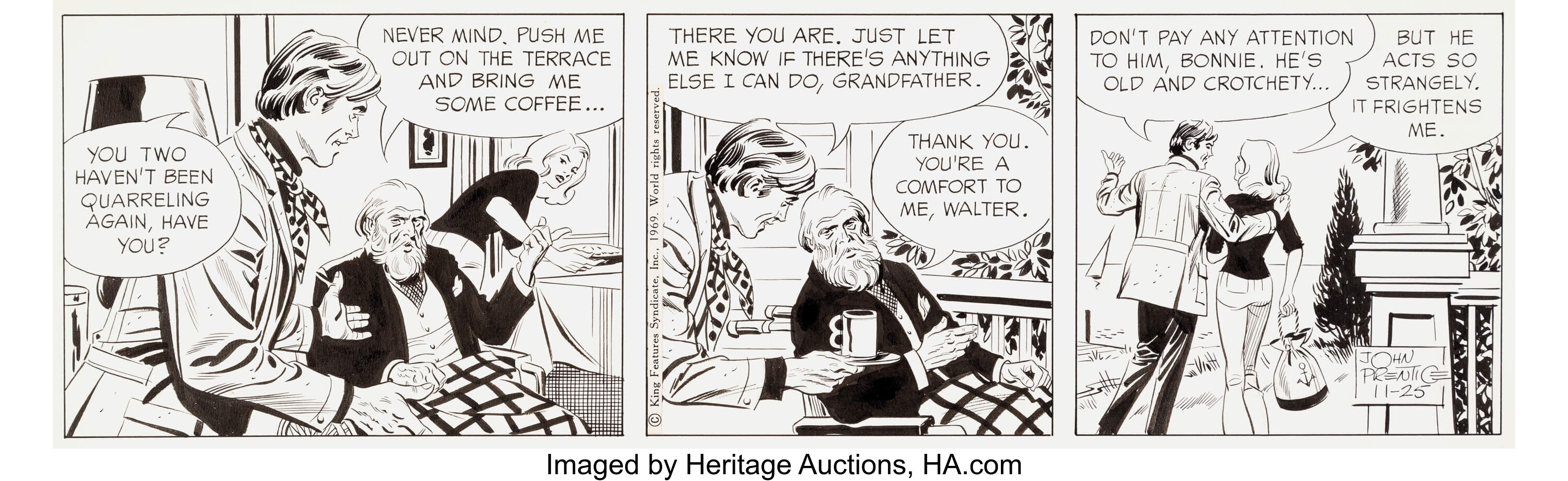 John Prentice Rip Kirby Daily Comic Strip Original Art dated | Lot ...