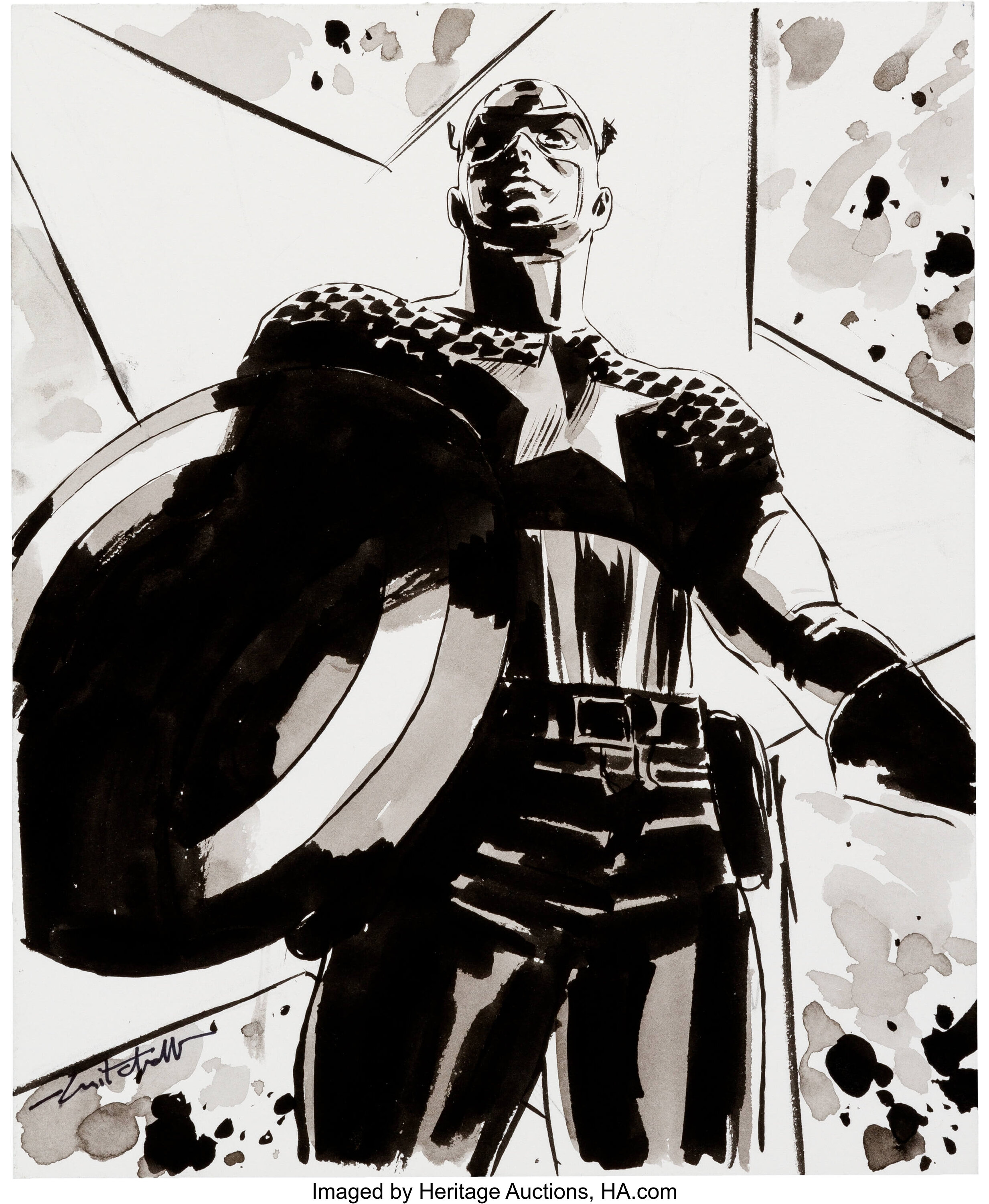 Mitch Breitweiser - Captain America Illustration Original Art (c. | Lot ...