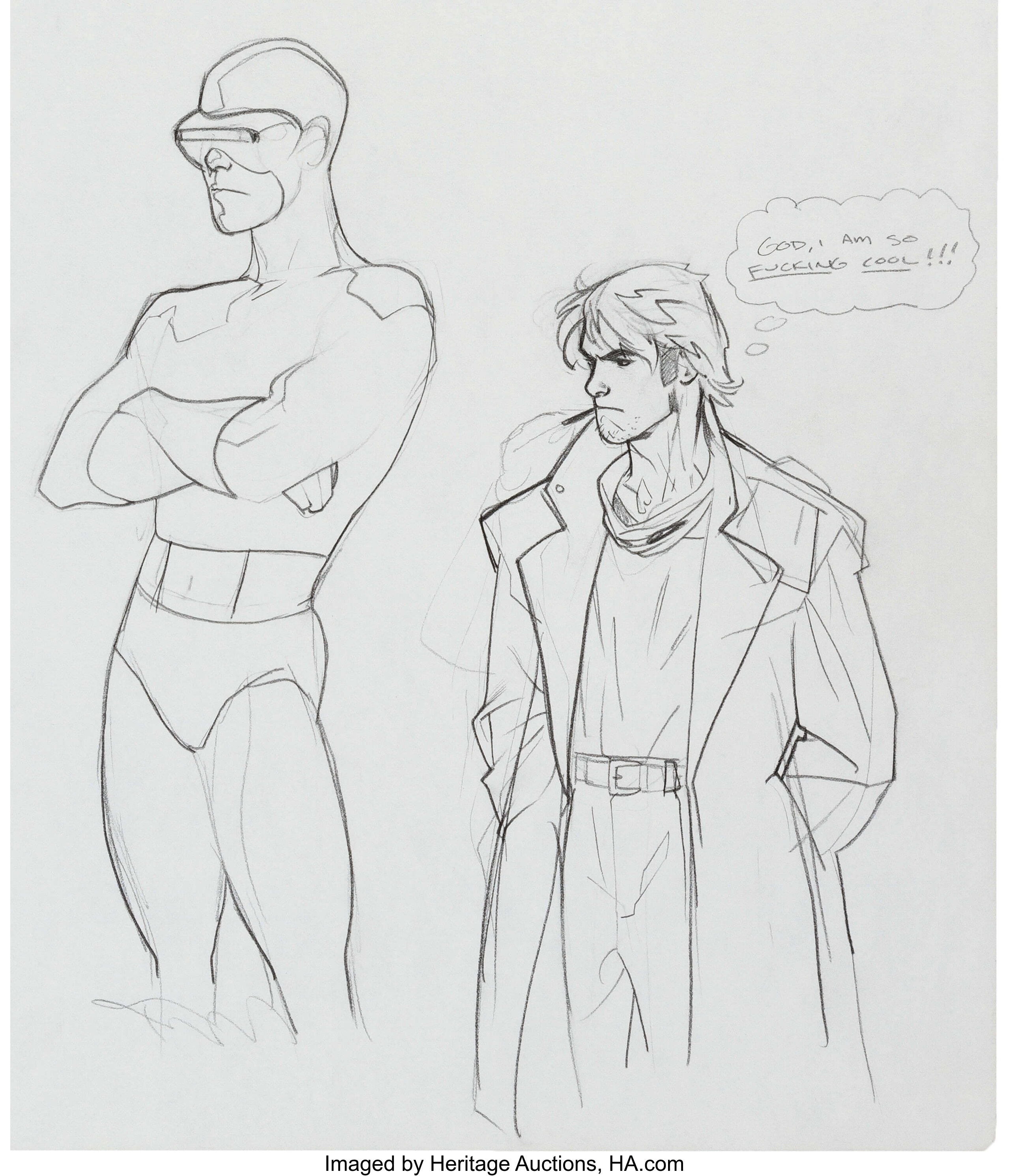 Adam Hughes - Cyclops and Gambit Sketch Original Art (undated ...