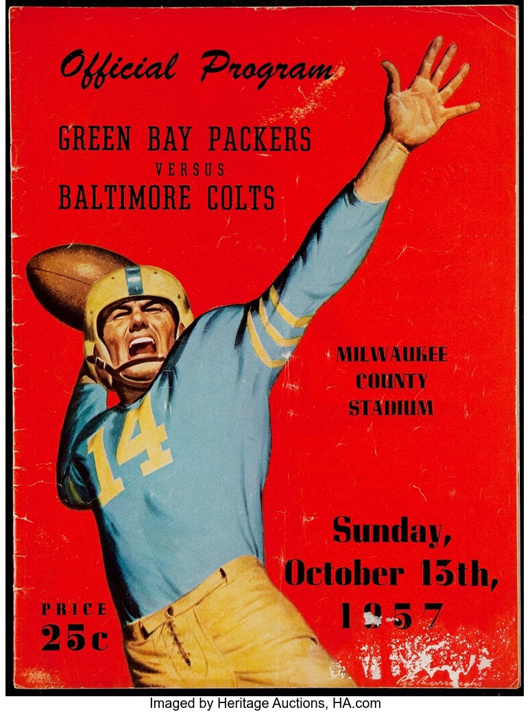1957 Green Bay Packers vs. Baltimore Colts Program - Starr vs. | Lot ...