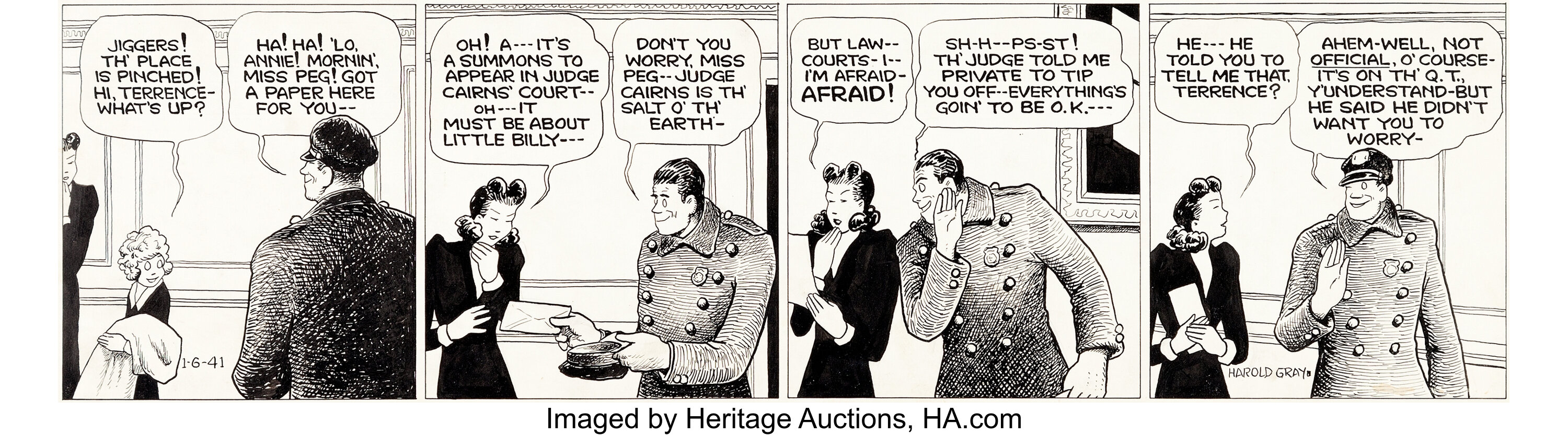 Harold Gray Little Orphan Annie Daily Comic Strip Original Art | Lot ...