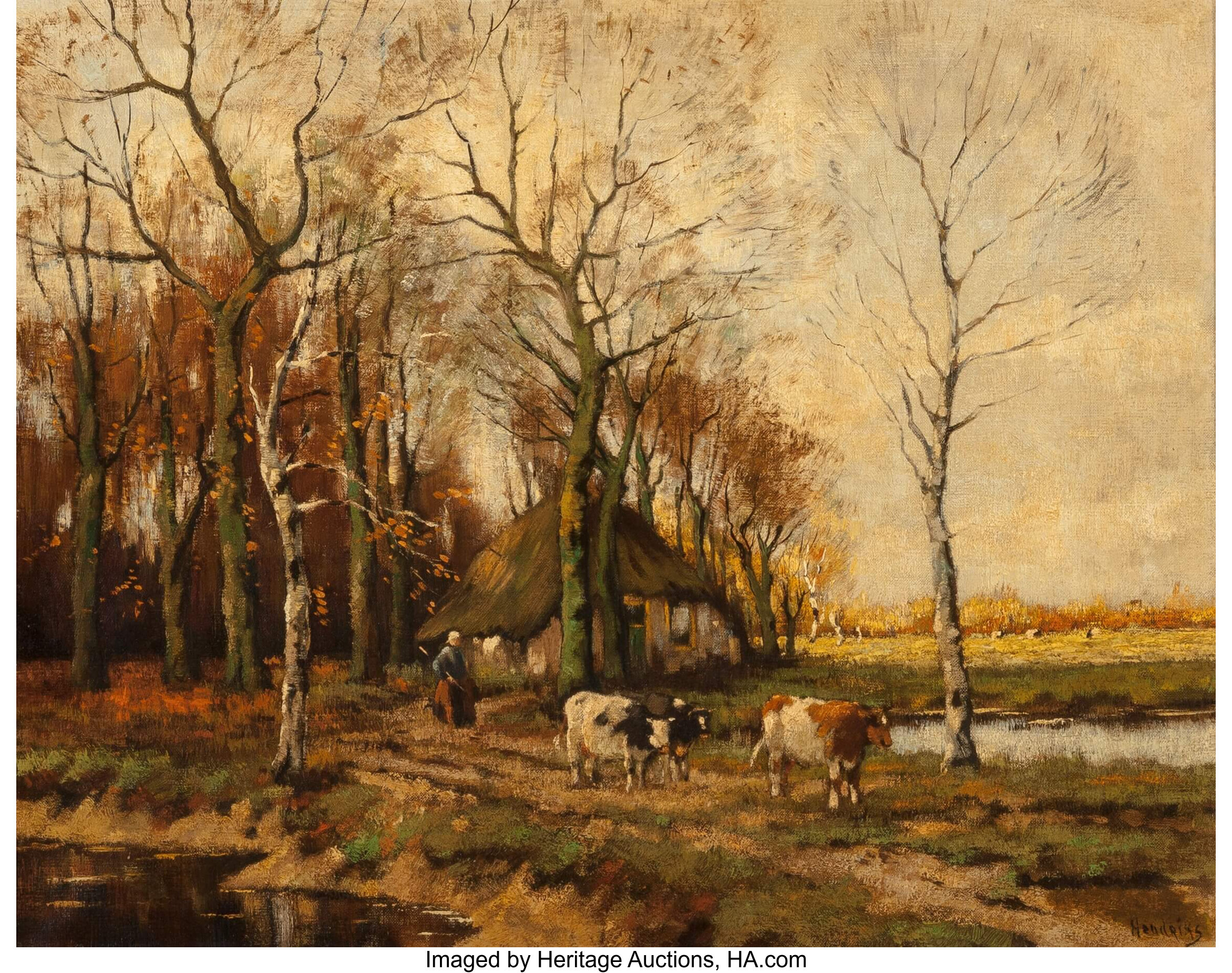 Willem Hendriks, Jr. (Dutch, 1888-1966). Pastoral scene. Oil on | Lot ...
