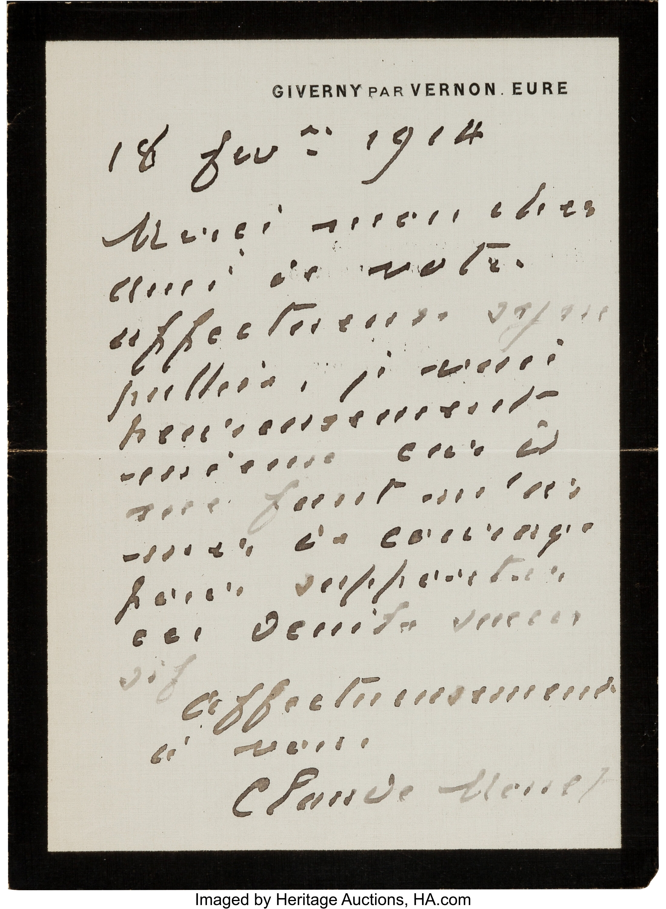 Claude Monet Autograph Letter Signed. ... Autographs Artists | Lot ...