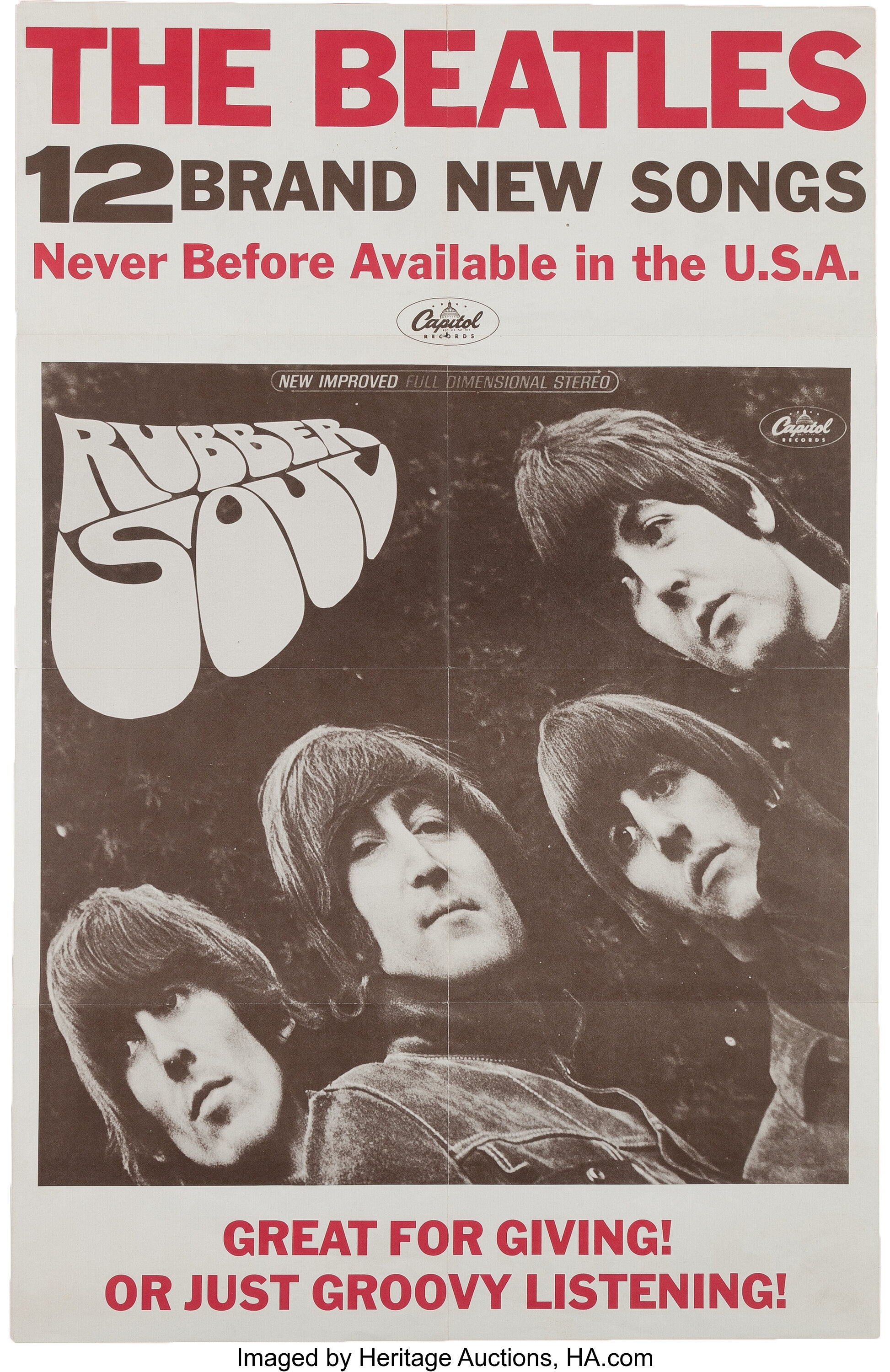 Beatles Rubber Soul In-Store Promo Poster (Capitol, 1965).... Music ...