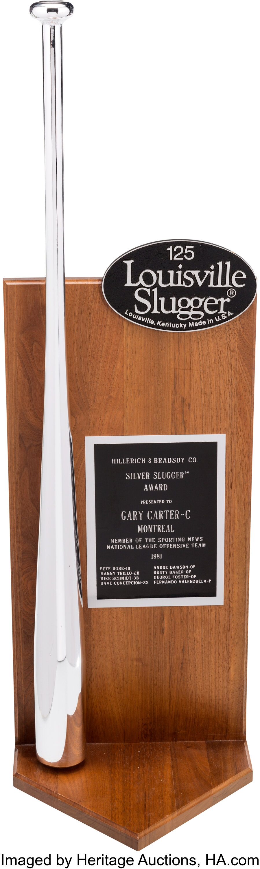 1981 Gary Carter Silver Slugger Award from The Gary Carter | Lot #52112 ...