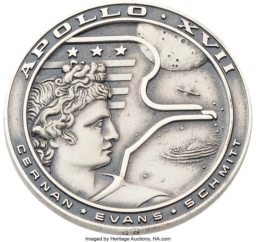 Apollo 17 Flown Silver Robbins Medallion, Serial Number 62. ... | Lot ...