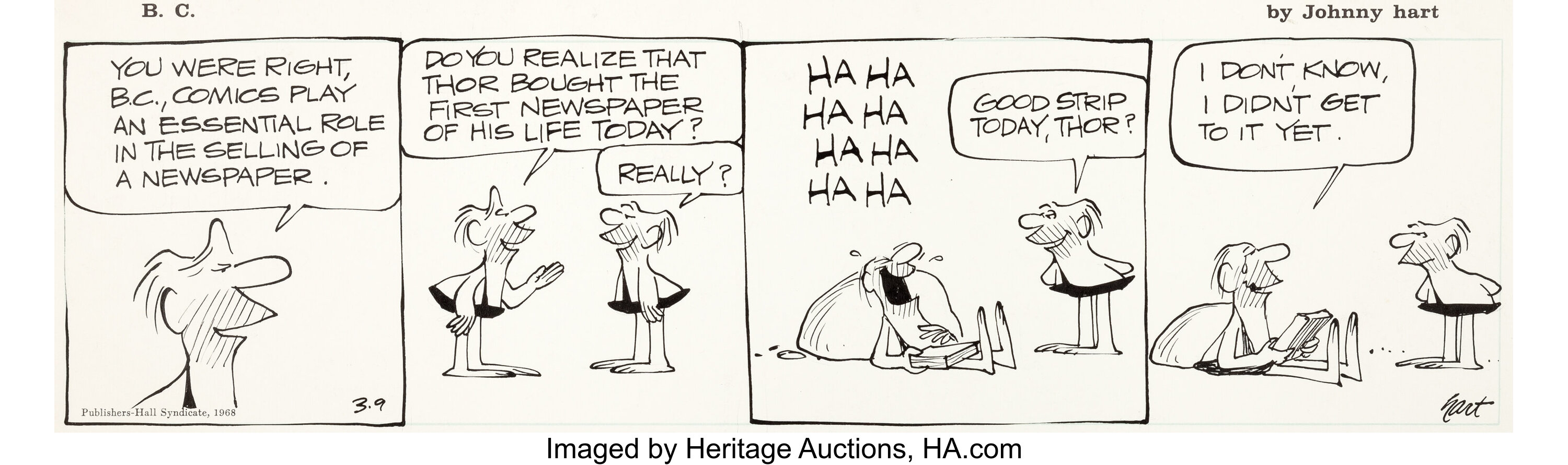 Johnny Hart B.C. Comic Strip Original Art dated 3-9-68 | Lot #12064 ...