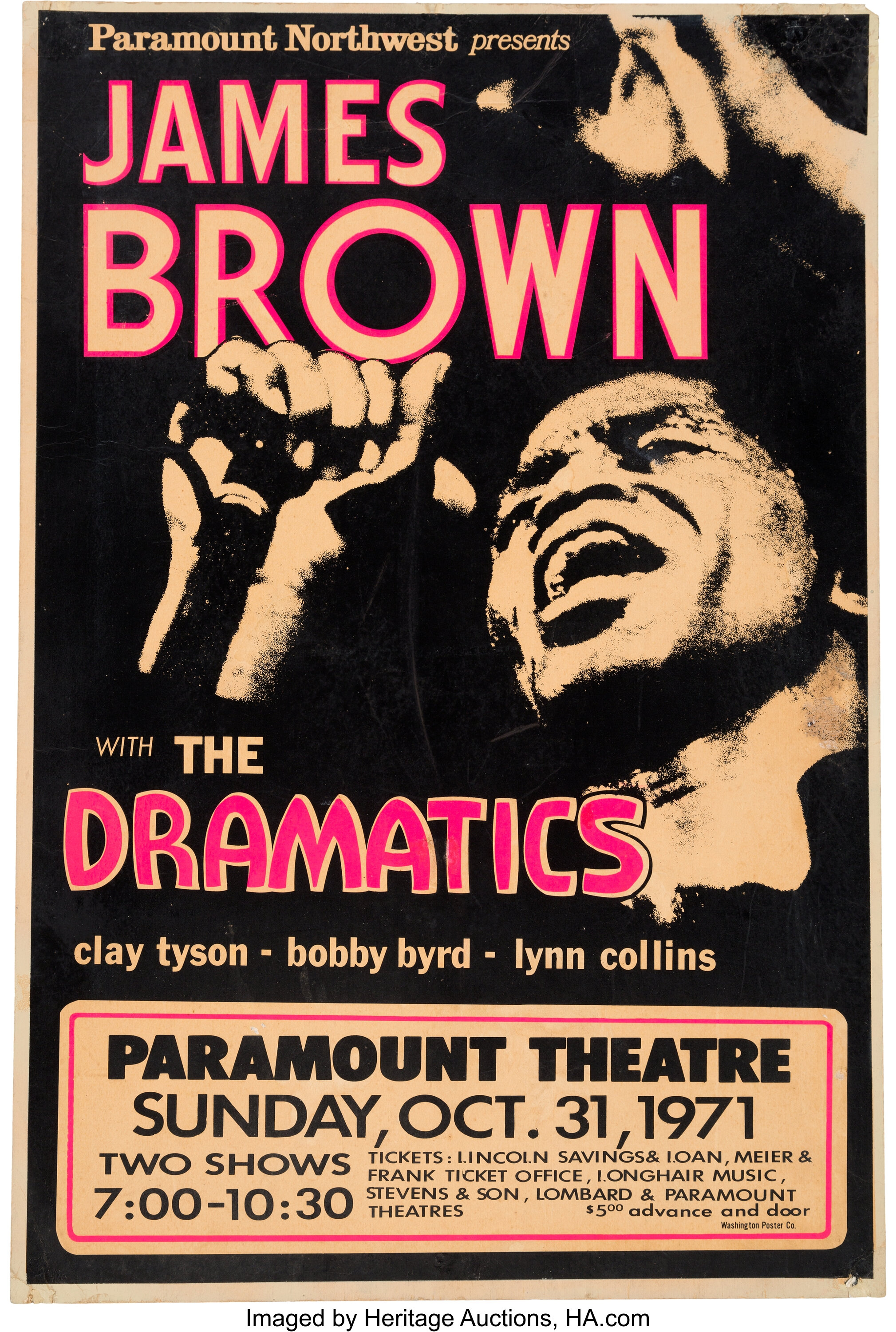 James Brown Paramount Theatre Concert Poster 1971 Music Lot
