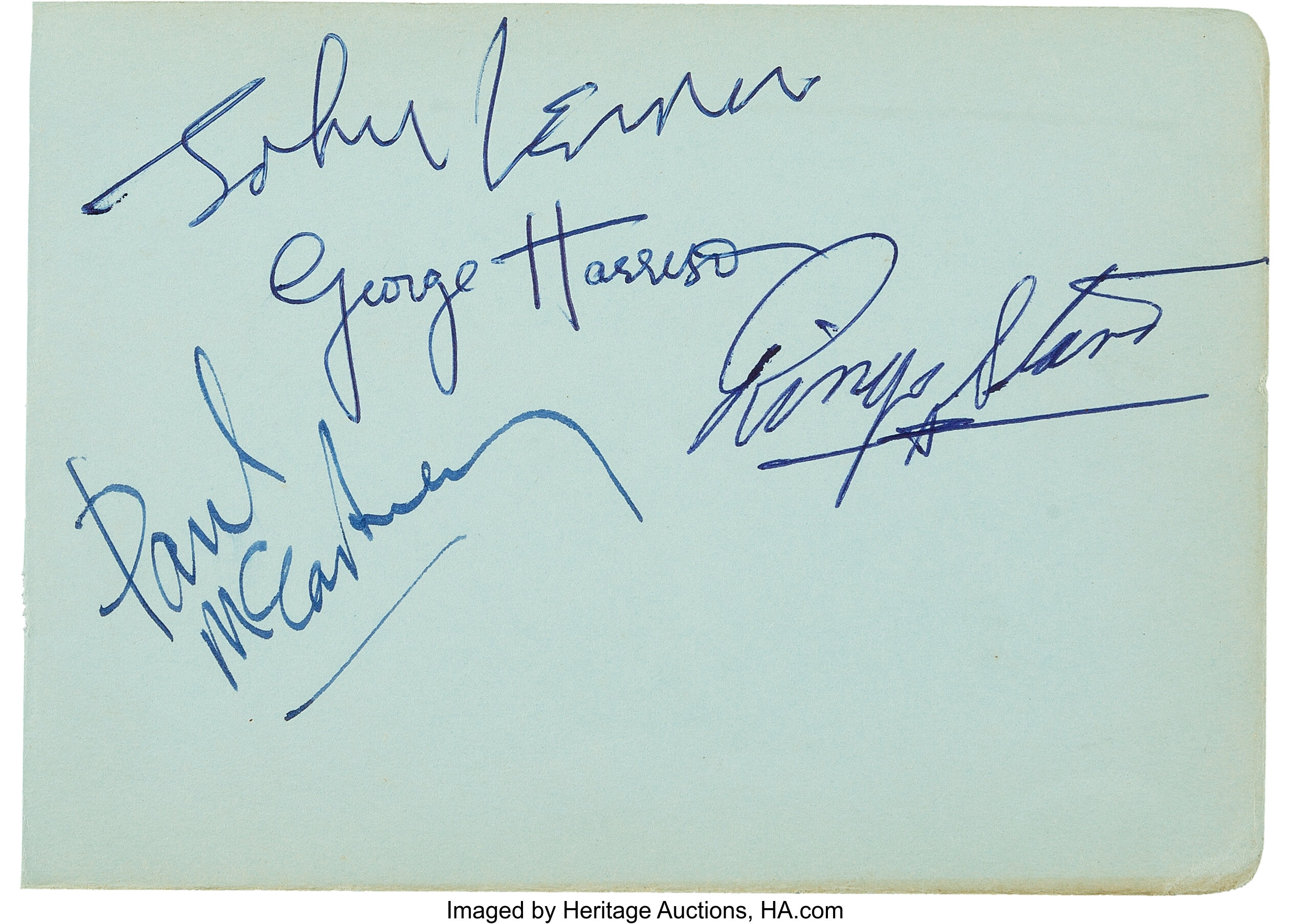 Beatles - Set of All Four Signatures (UK, 1963).... Music | Lot #89323 ...