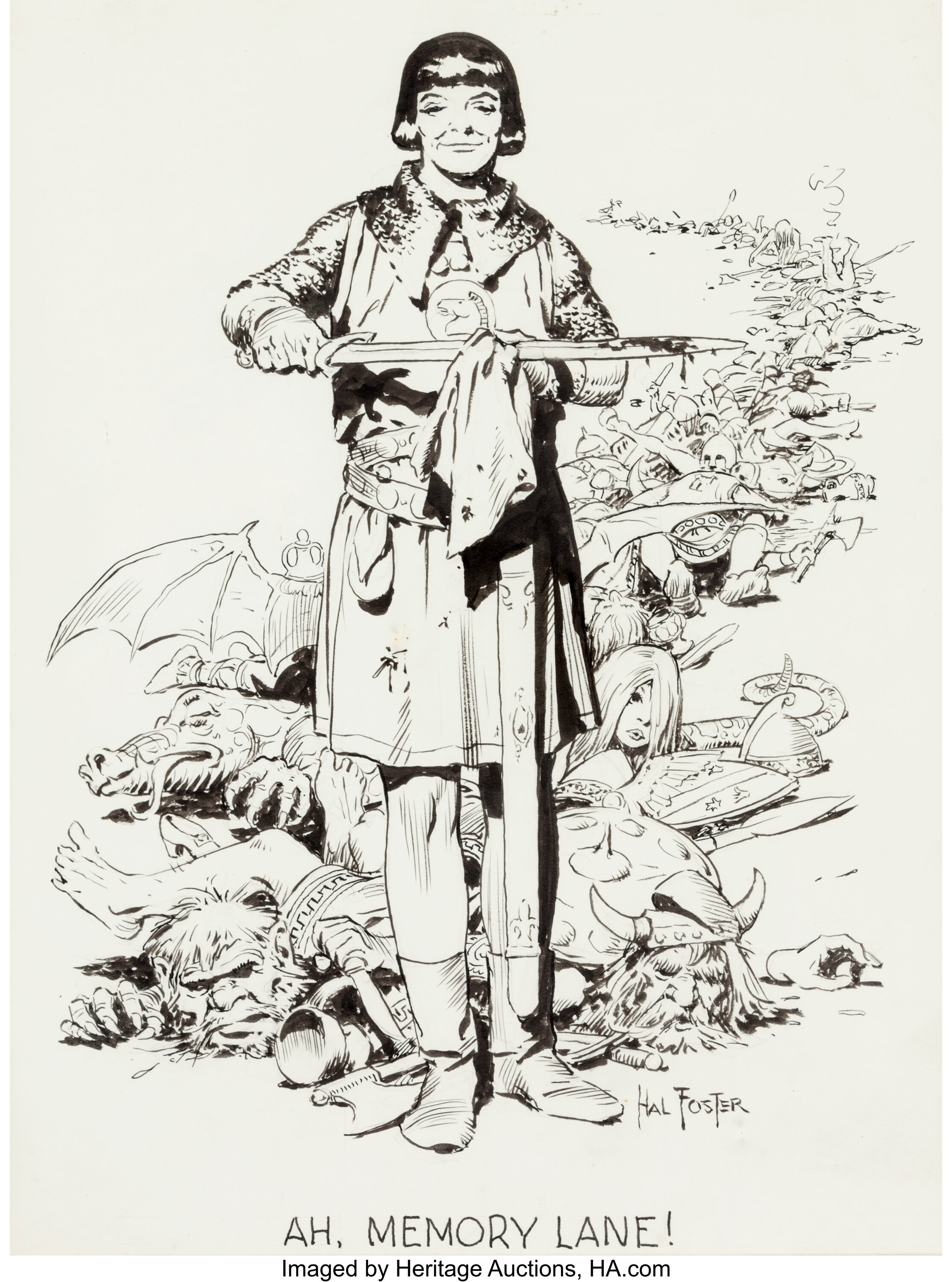 Hal Foster - Prince Valiant Illustration Original Art (undated ...