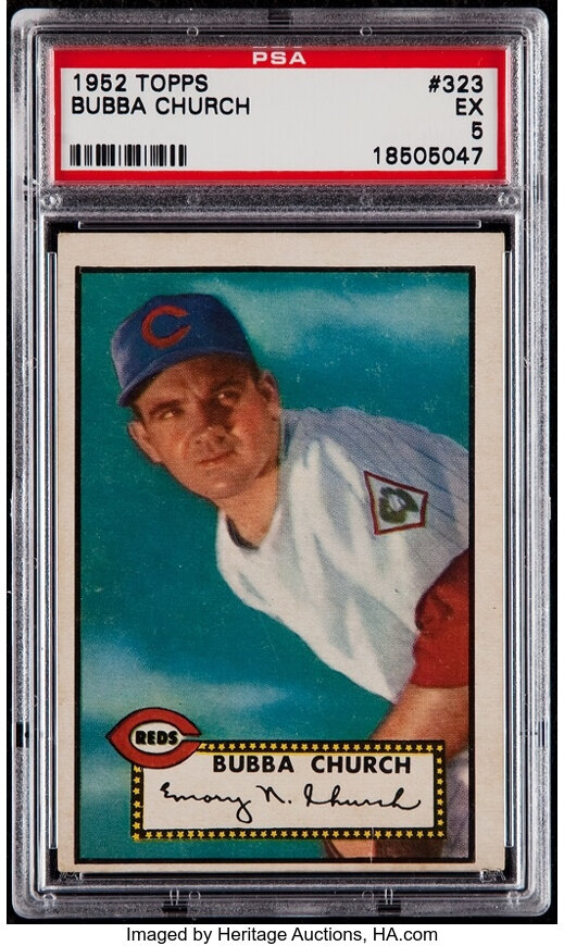 1952 Topps Bubba Church #323 PSA EX 5.... Baseball Cards Singles | Lot ...