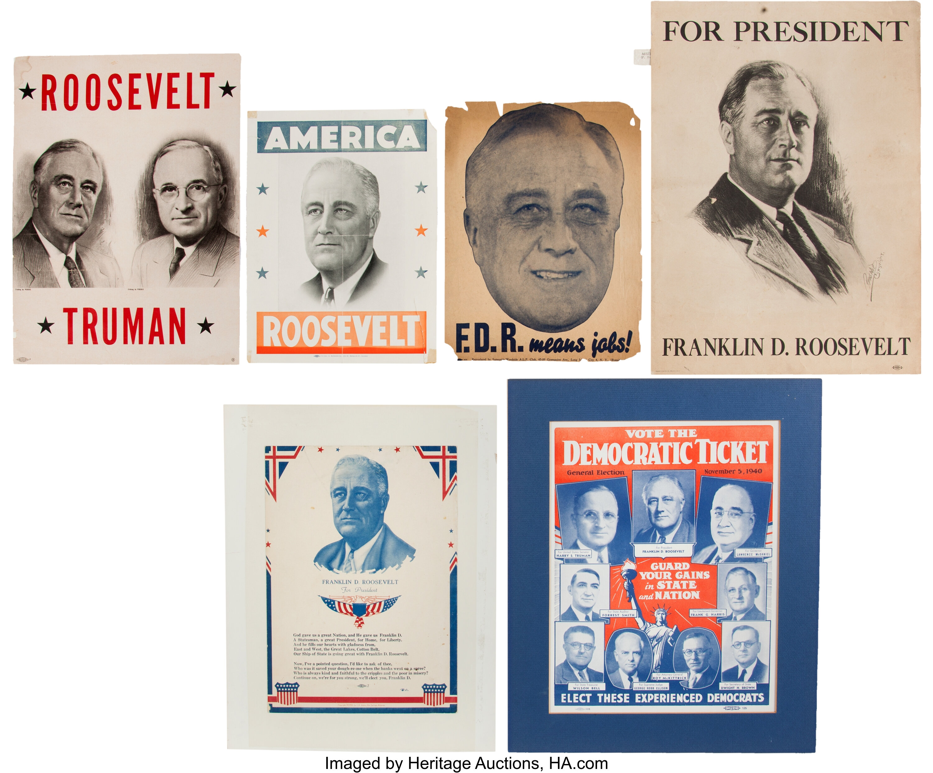 Franklin D. Roosevelt: Six Campaign Posters.... Political Posters ...