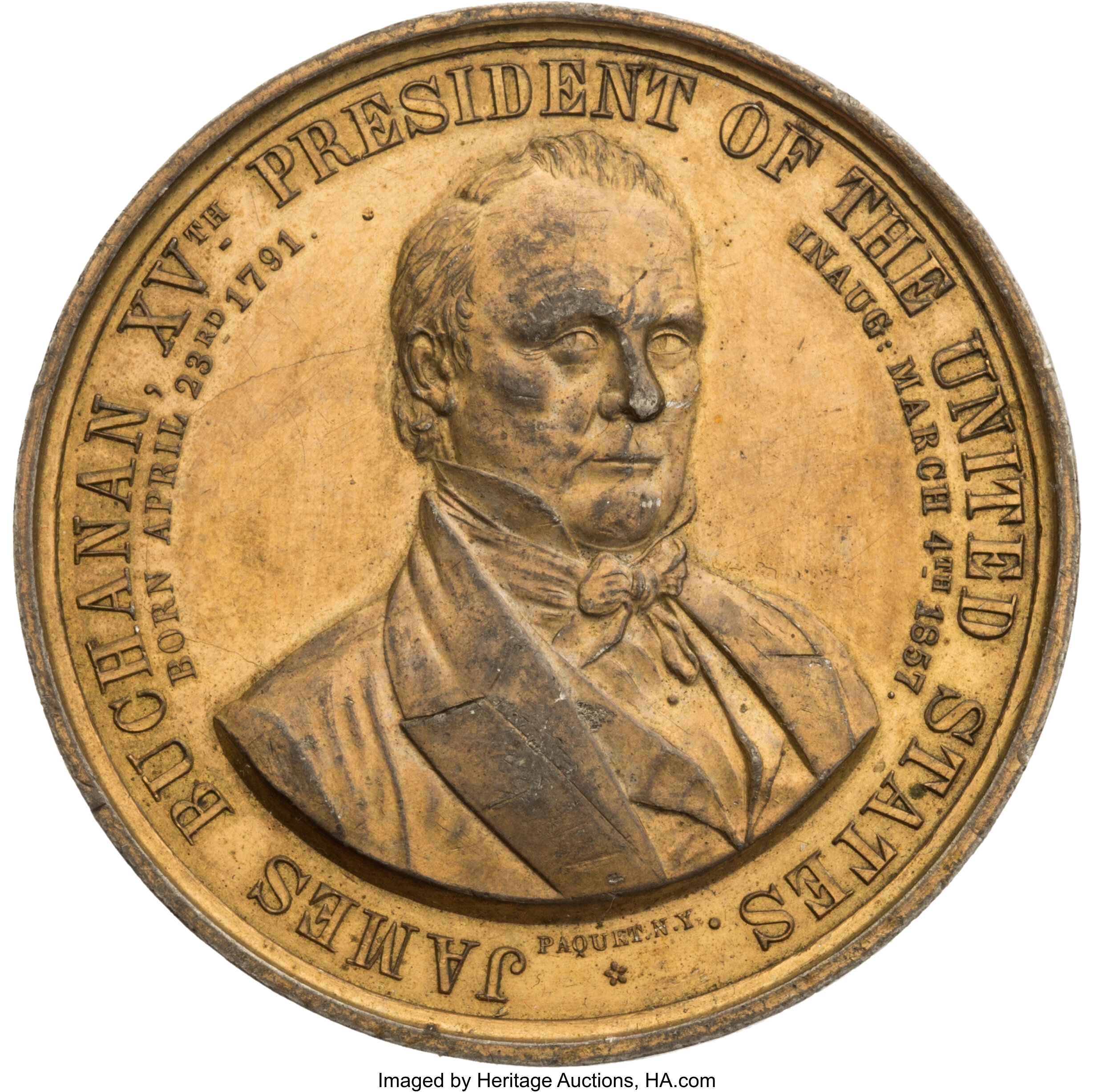James Buchanan: Very Rare 1856 "Inaugural" Medal, DeWitt/Sullivan | Lot ...