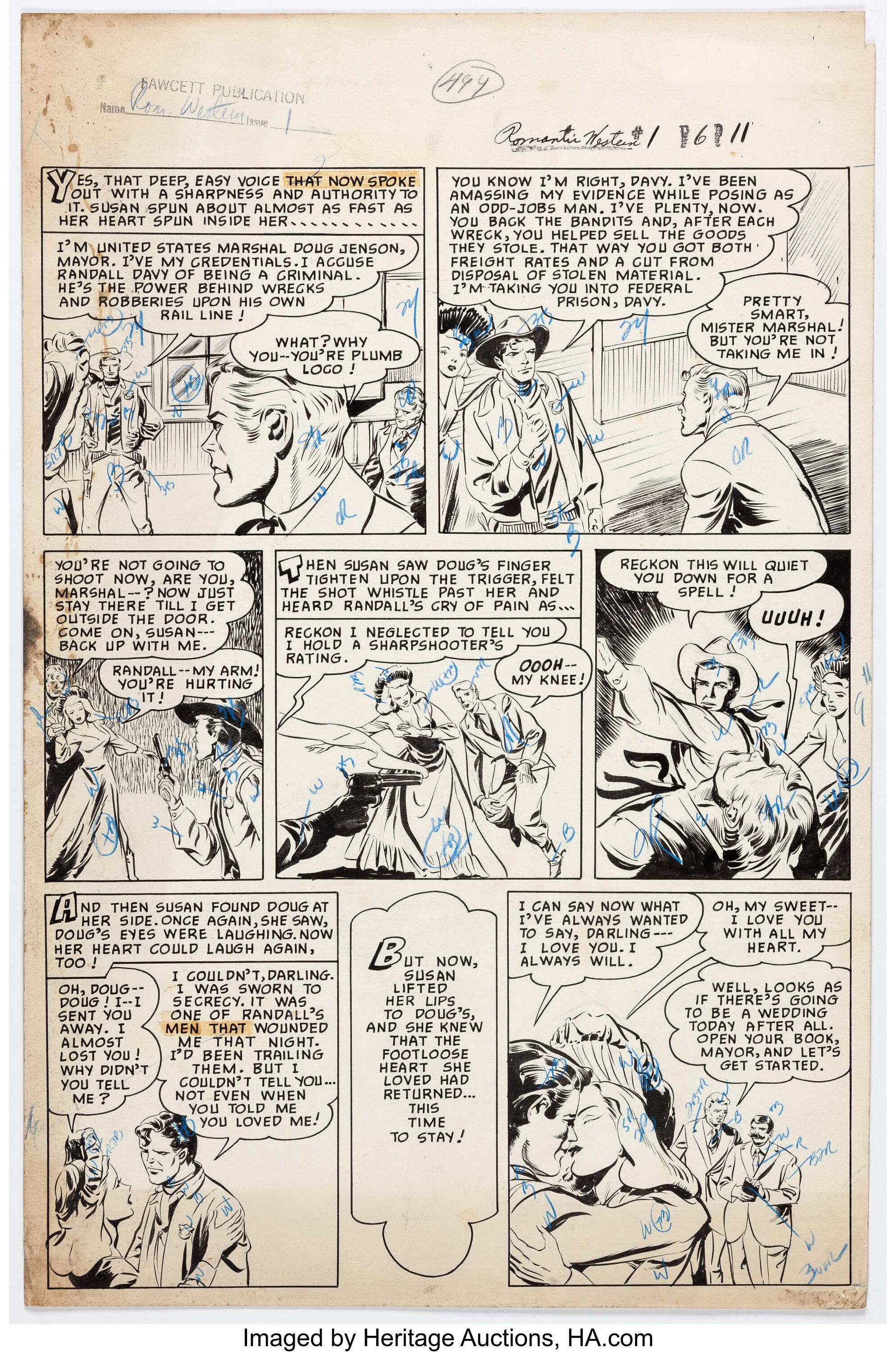 Edd Ashe Romantic Western #1 Story Page 10 Original Art (Fawcett, | Lot ...