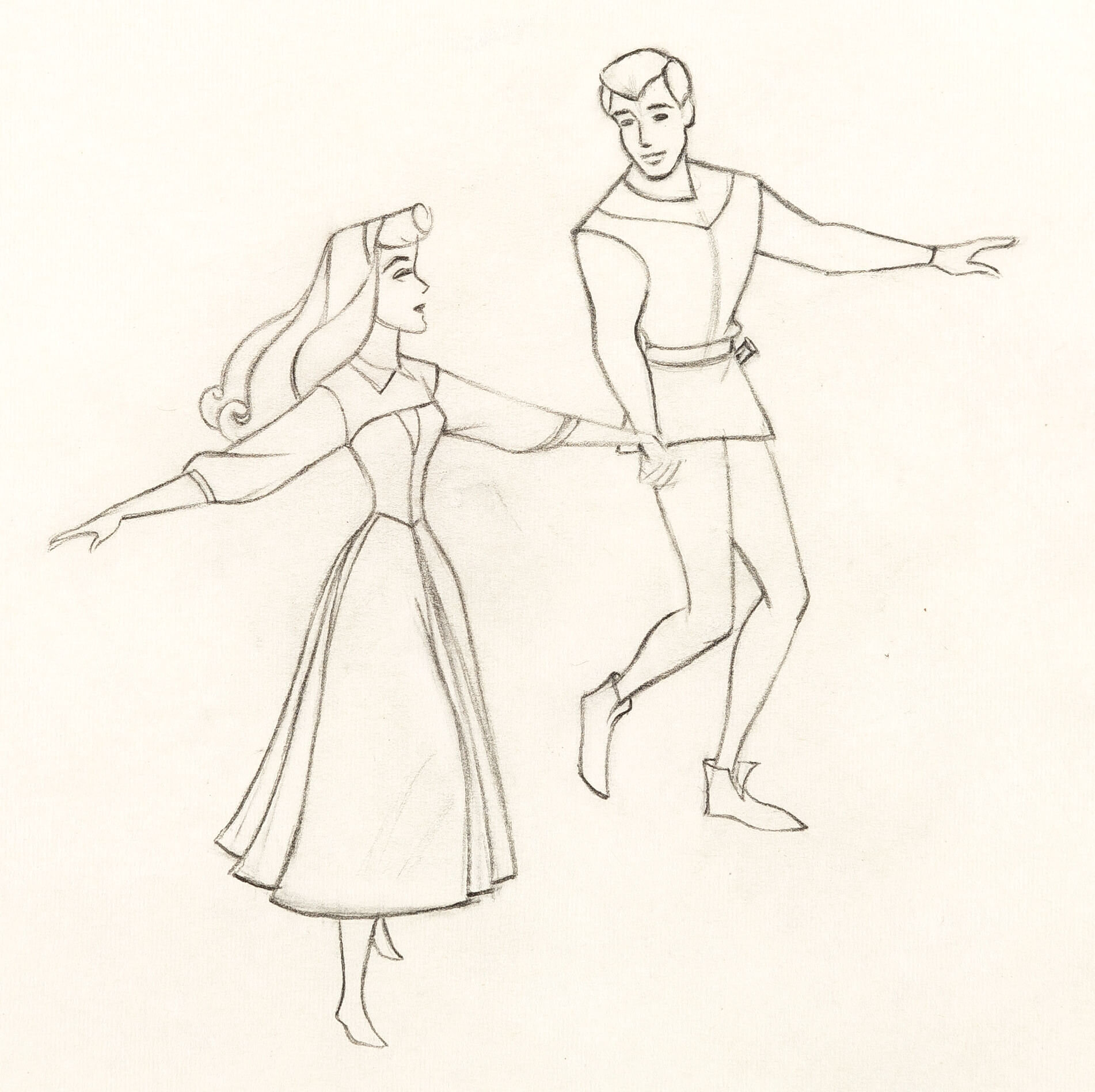 Sleeping Beauty Briar Rose And Prince Phillip Animation Drawing Lot